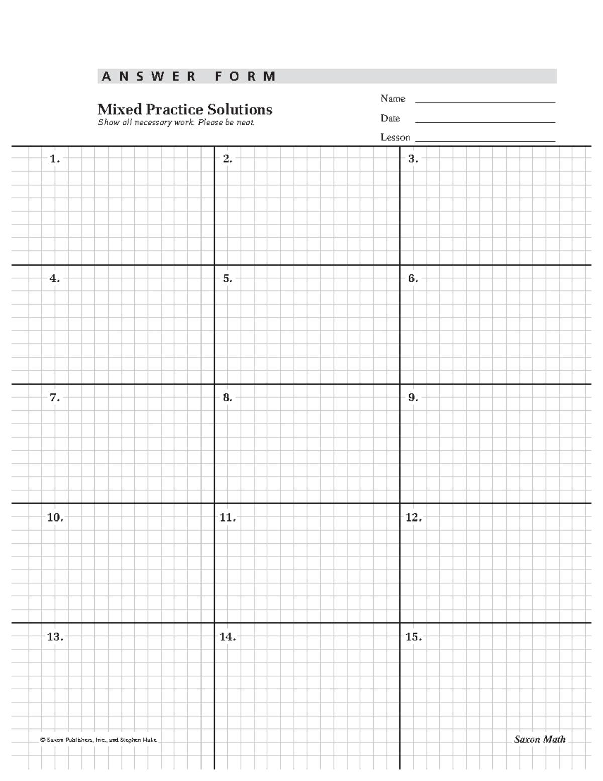 Saxonmathanswersheet - Mixed Practice Solutions Show all necessary work ...