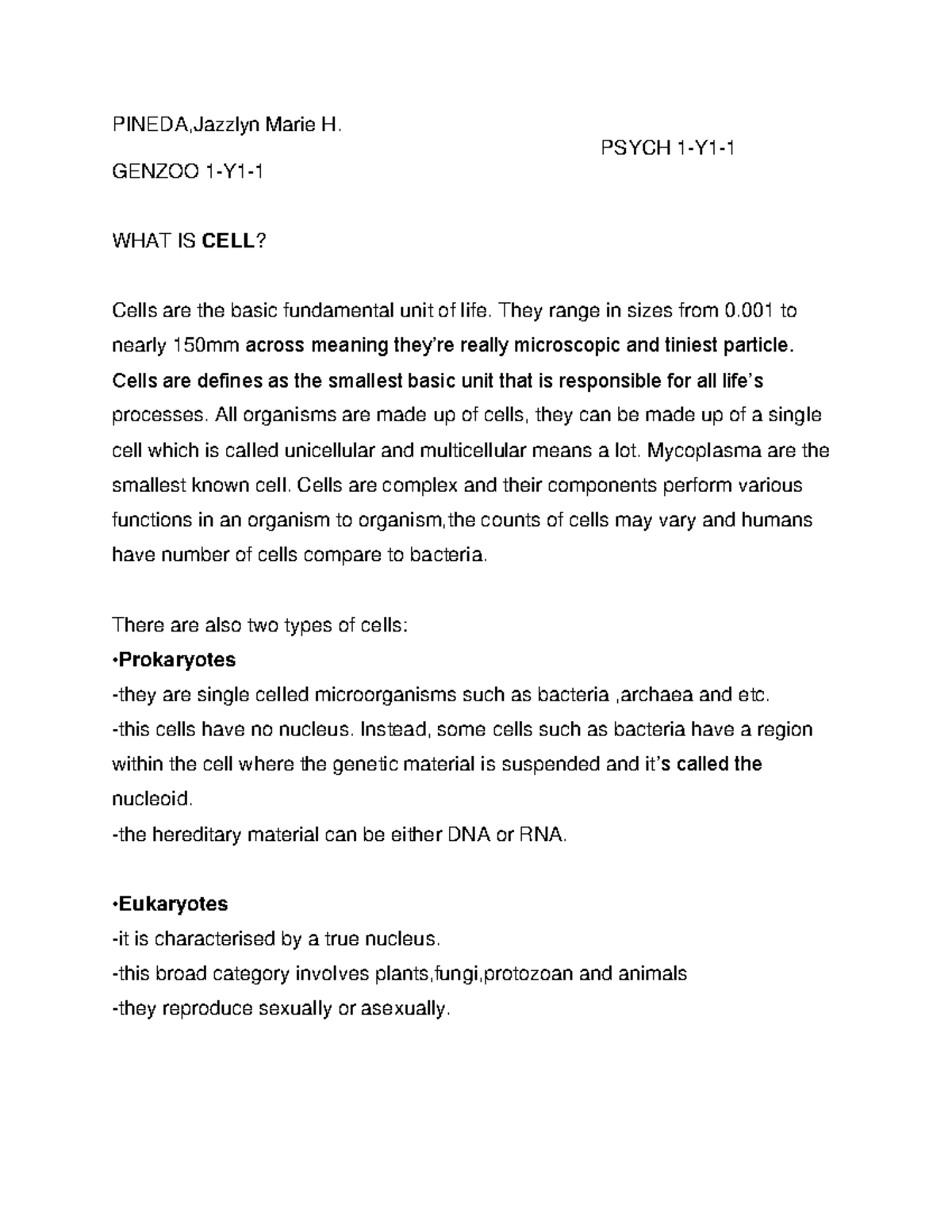 Genzoo Psych 1-1Y-1 - PINEDA,Jazzlyn Marie H. PSYCH 1-Y1- 1 GENZOO 1-Y1 ...