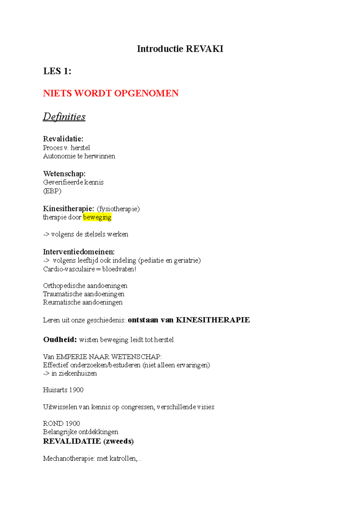 Introductie Revaki (les 1) - Introductie REVAKI LES 1: NIETS WORDT ...