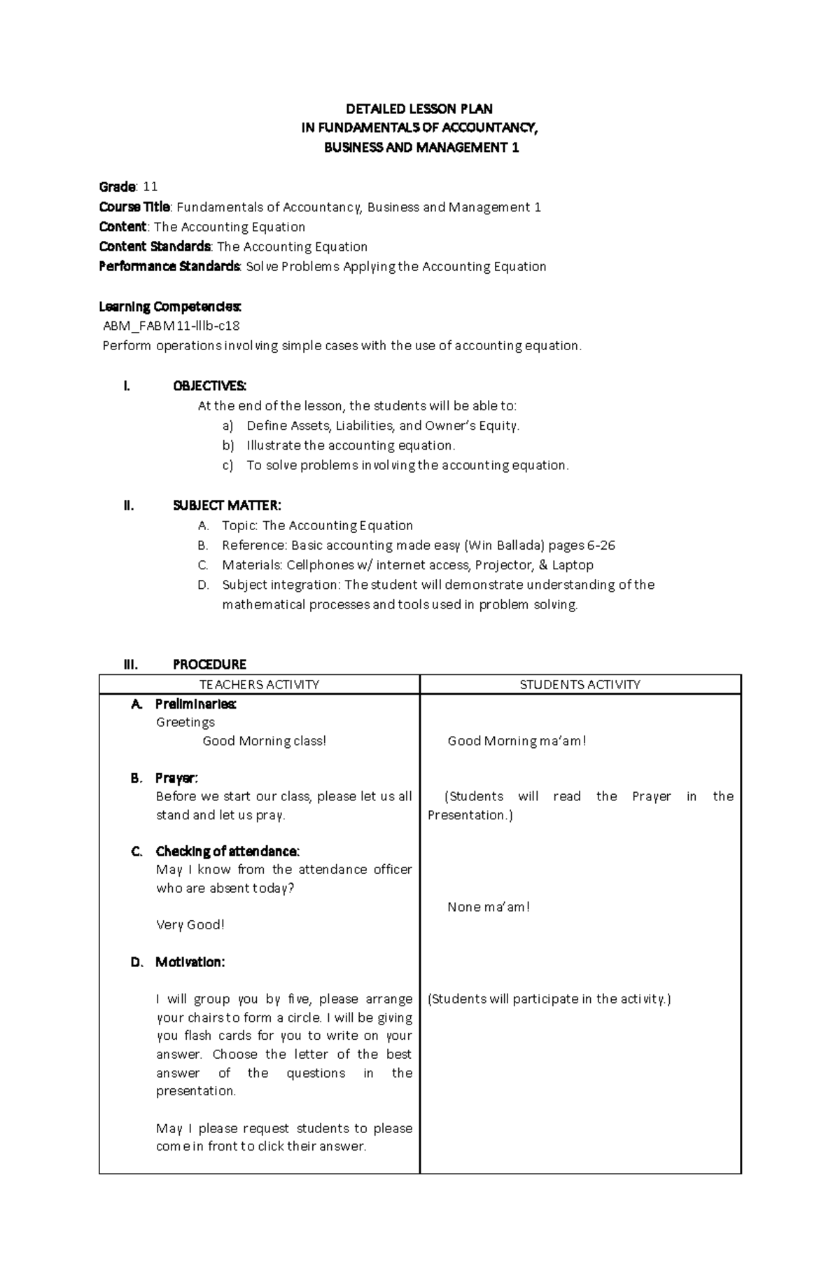 Toaz - n/a - DETAILED LESSON PLAN IN FUNDAMENTALS OF ACCOUNTANCY ...