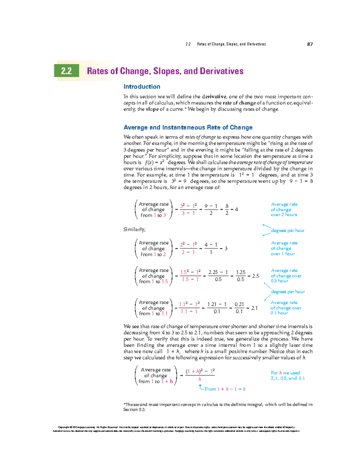 Rates of Change, Slopes, and Derivatives - * We begin by discussing ...
