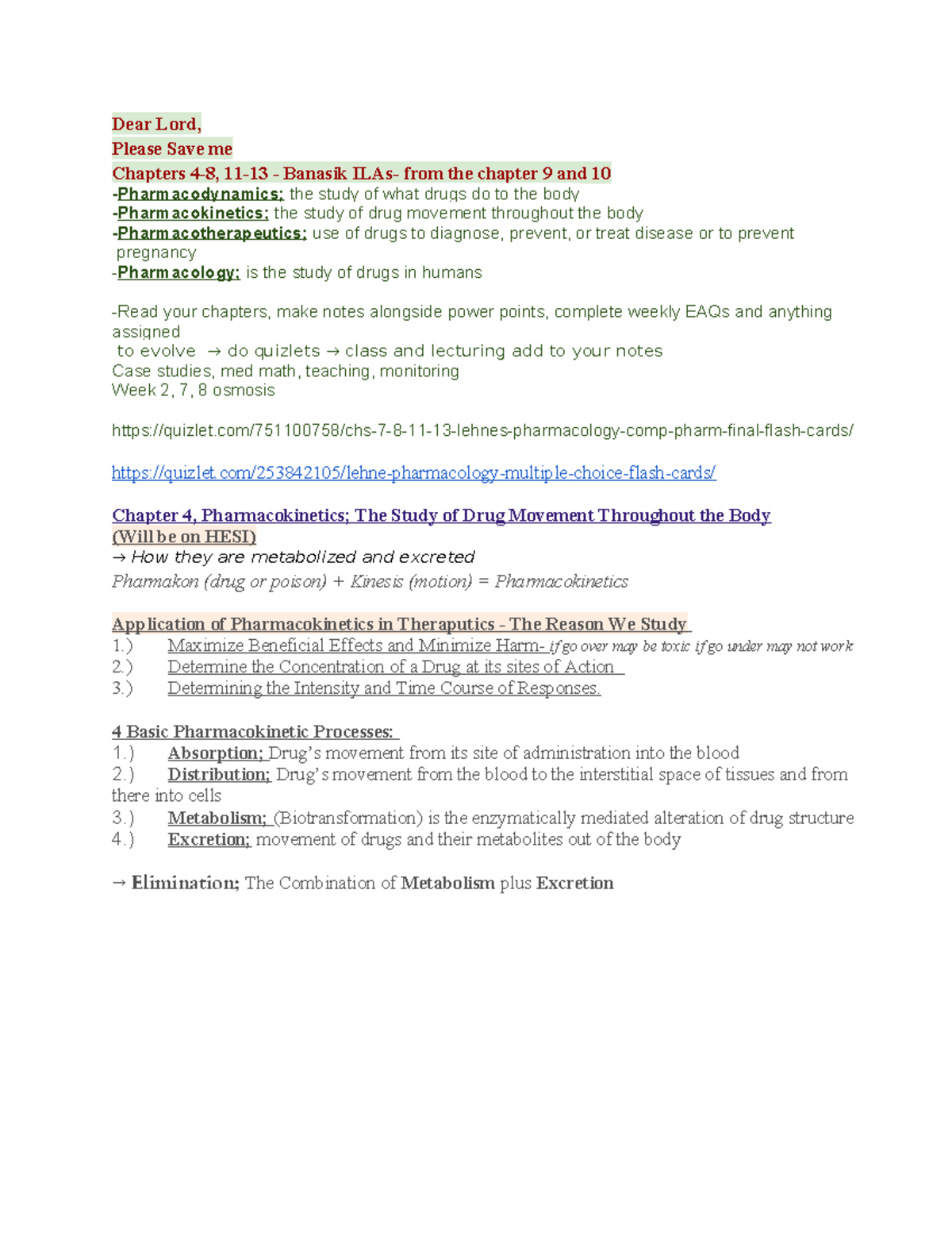 Patho Pharm II Exam I - Notes from Carew's Lecture to prepare you for ...