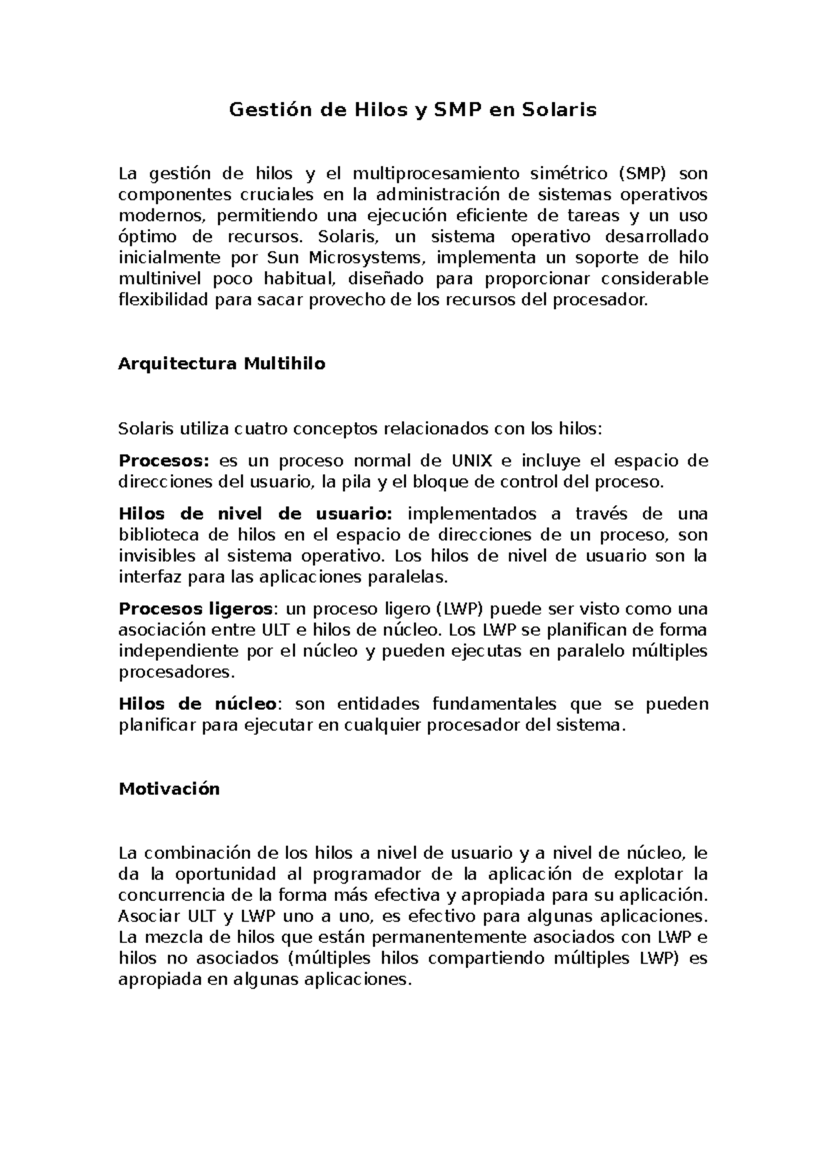 Gestión de Hilos y SMP en Solaris - Gestión de Hilos y SMP en Solaris ...