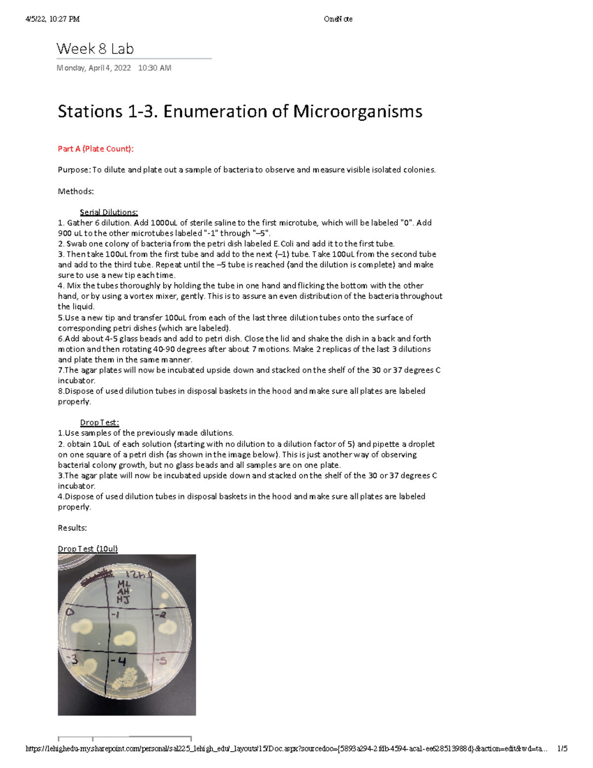 Week 8 lab - bio 42 lab for week 8 writeup - Week 8 Lab Monday, April 4 ...