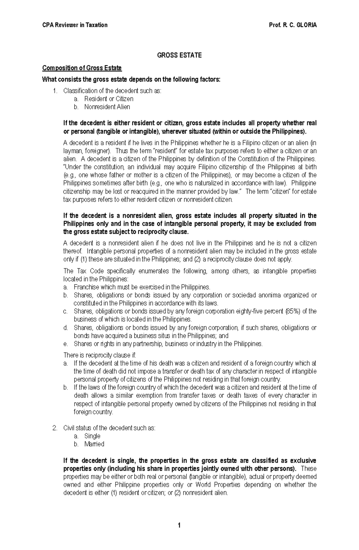 Gross-Estate - It is a summary of Management Accounting 3rd Year ...