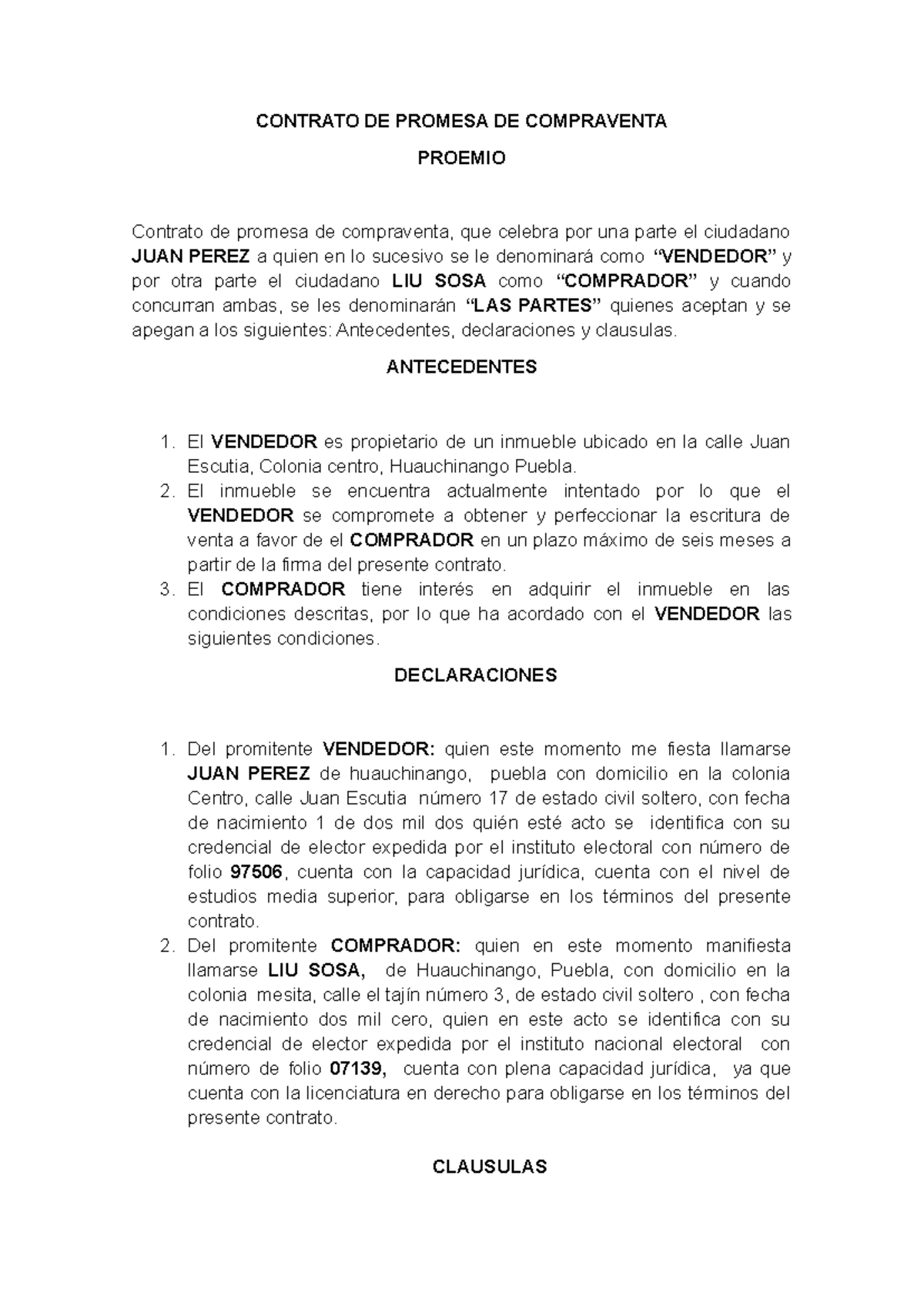 Contrato de promesa de compraventa - CONTRATO DE PROMESA DE COMPRAVENTA ...