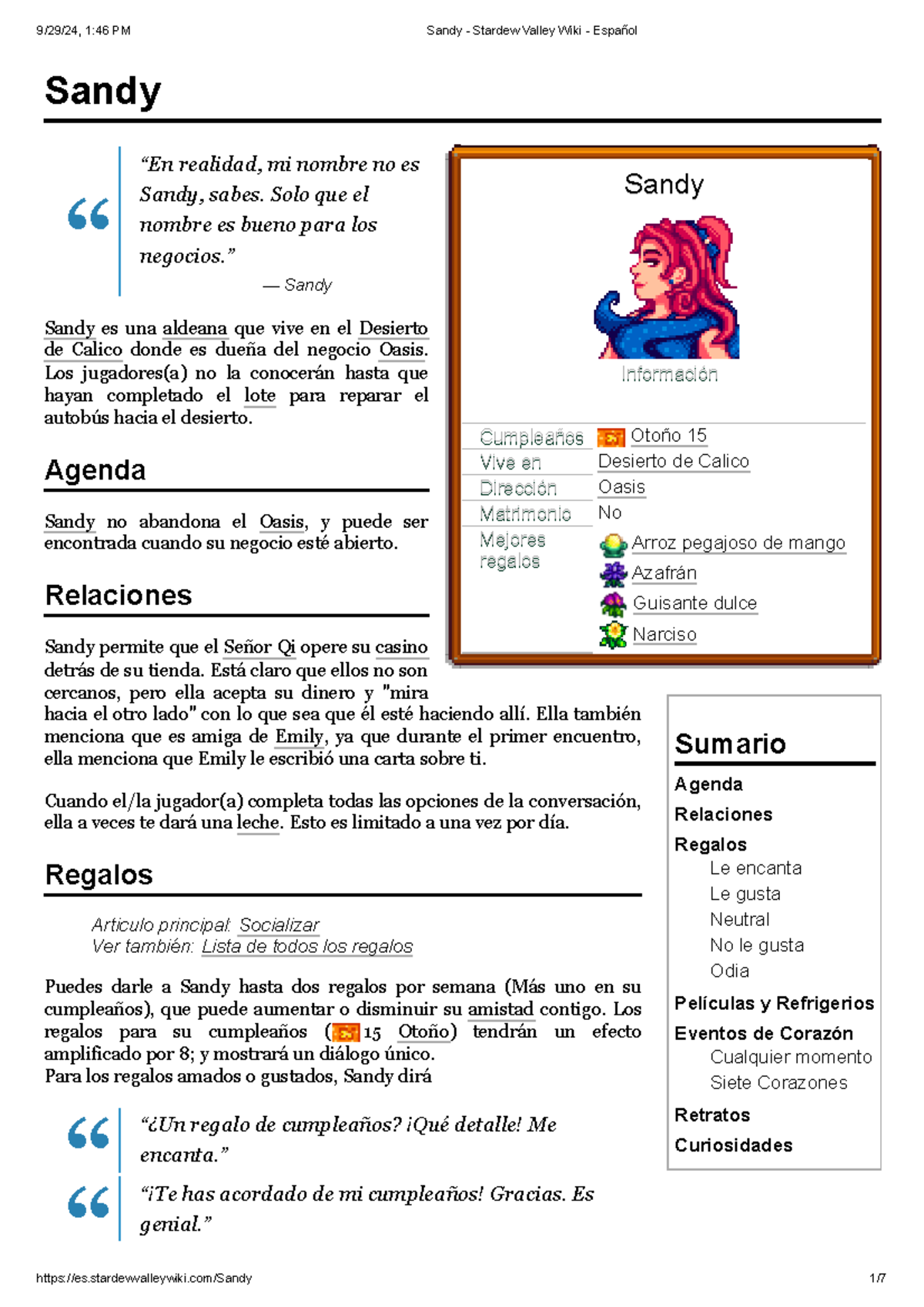 Sandy - Stardew Valley Wiki - Español - SandySandy ...