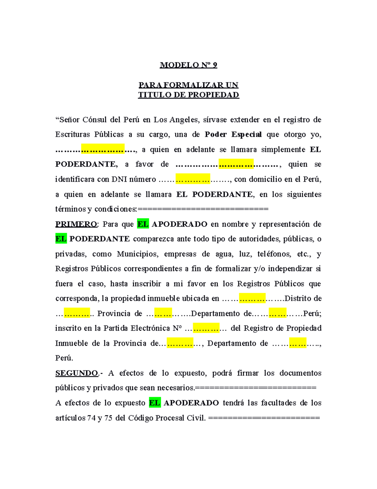 Modelo Nro 09-Para-formalizar-un-Titulo-de-Propiedad - MODELO Nº 9 PARA ...