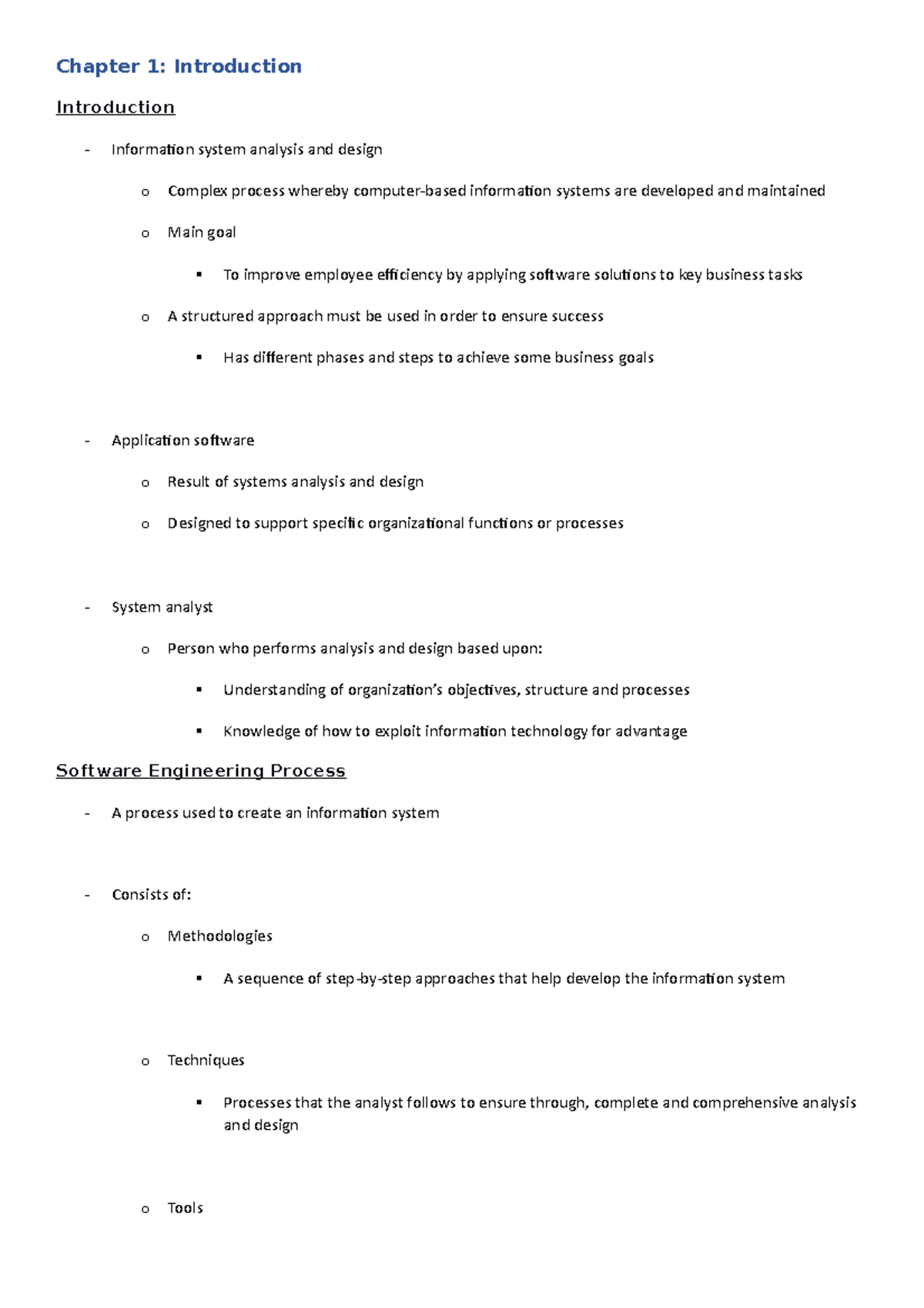 Business System Development Tools Notes - Chapter 1: Introduction ...