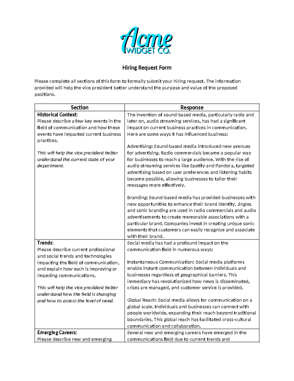COM 127 Hiring Request Form Complete 23 - Hiring Request Form Please ...