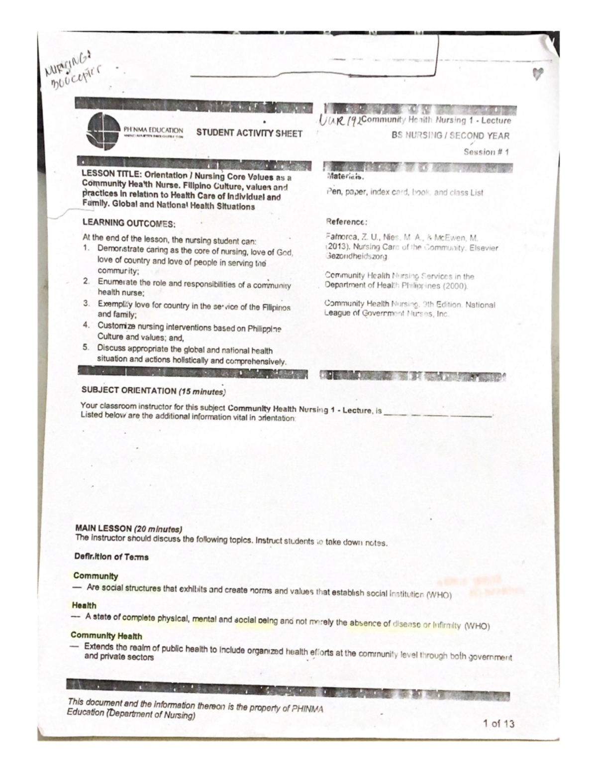 CHN SAS 1 - CHN SAS WORKS - CHN Lecture - Studocu