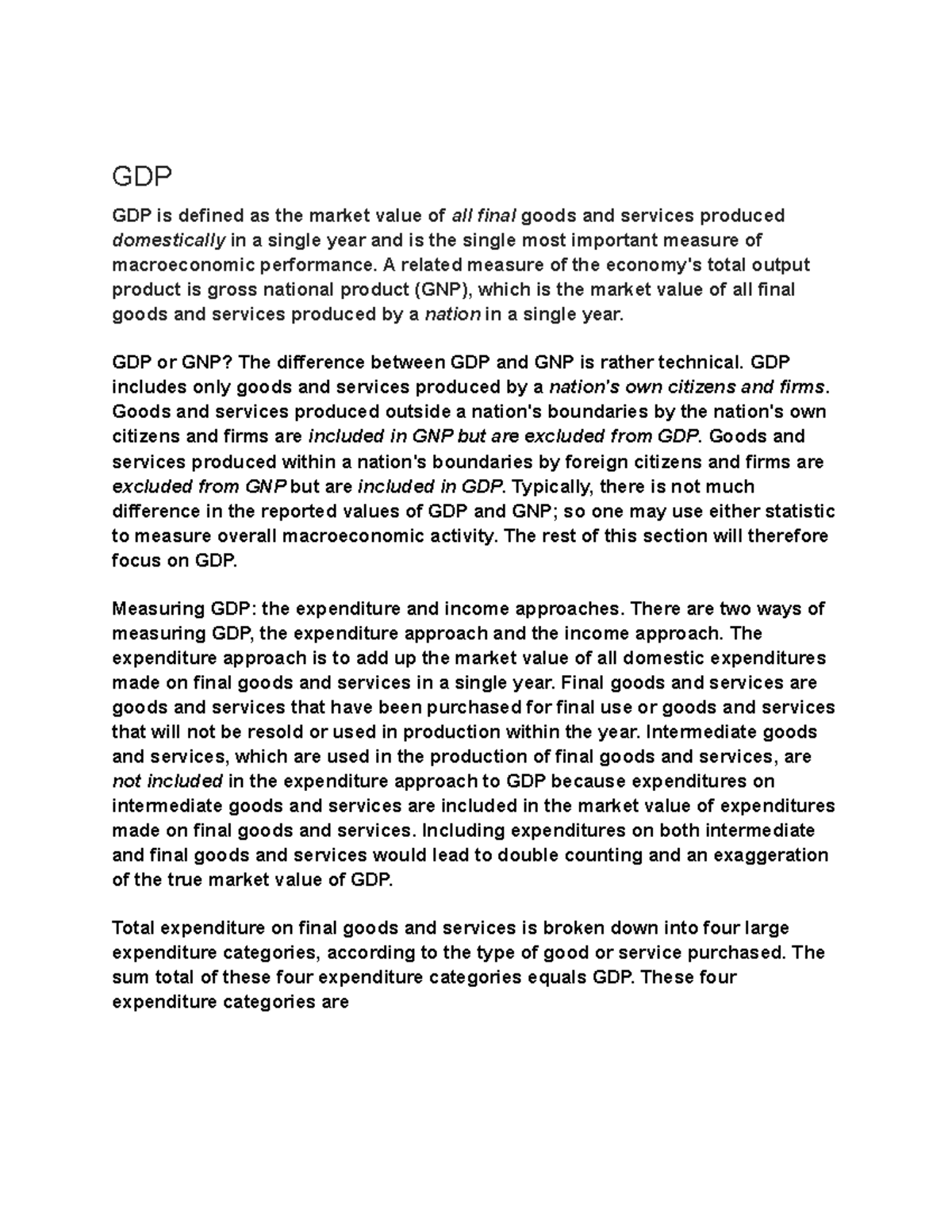 Untitled document (85) - GDP GDP is defined as the market value of all ...