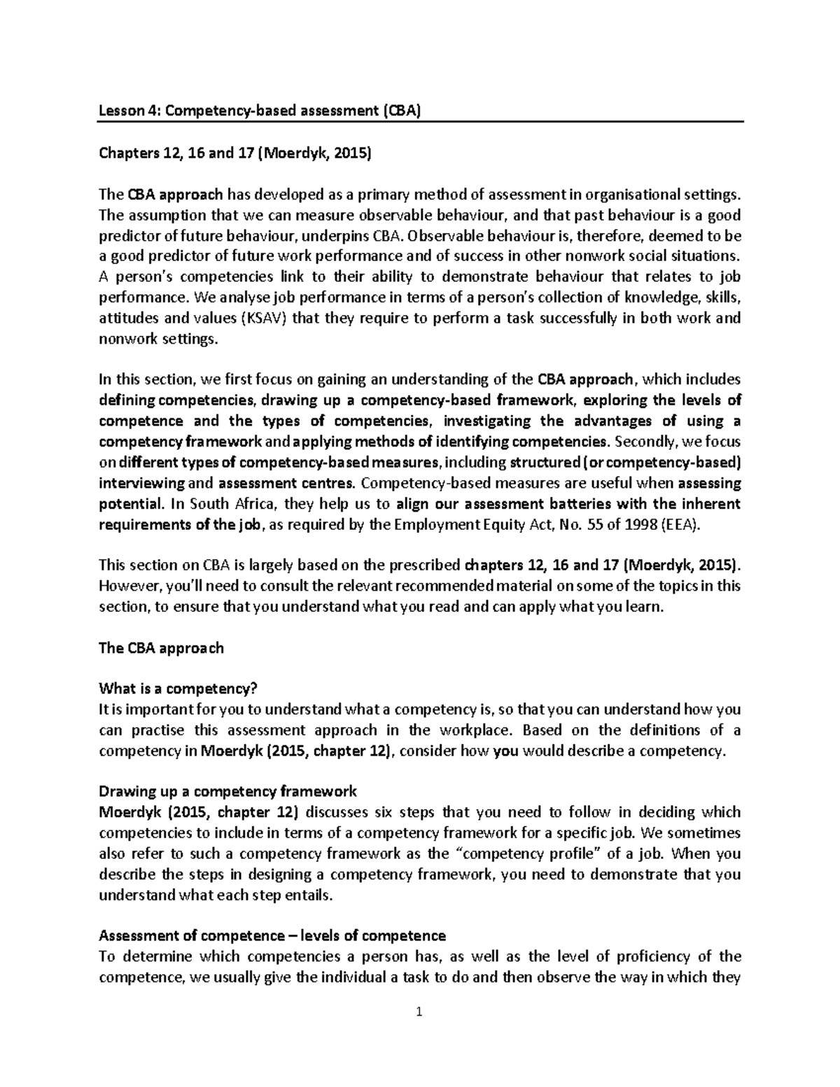 IOP4861 B0 LS05 Lesson 4 Competency based Assessment chk - Lesson 4 ...