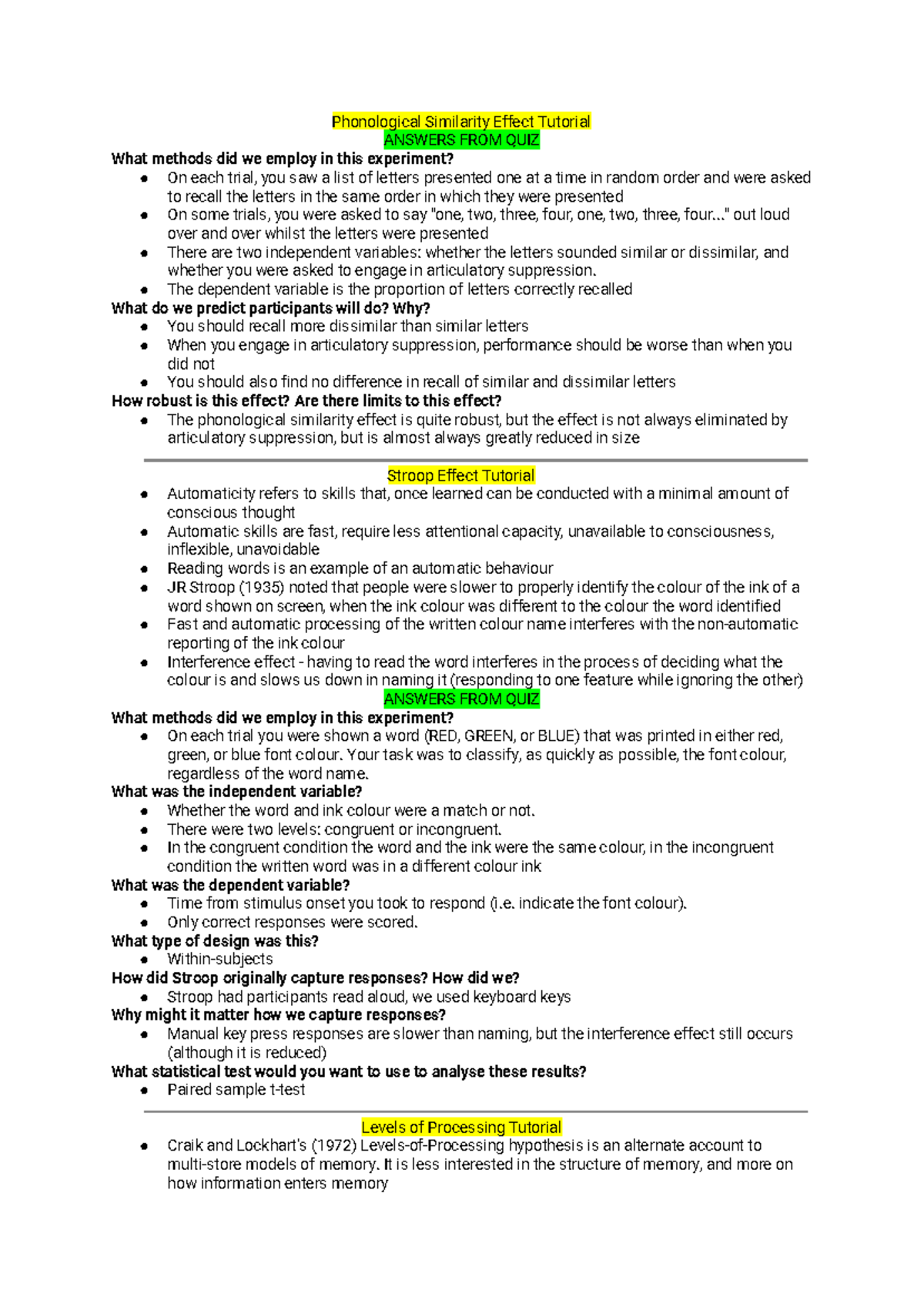 Revision-Tutorials - Tutorial revision work weeks 1-5 - Phonological Similarity Effect Tutorial ...