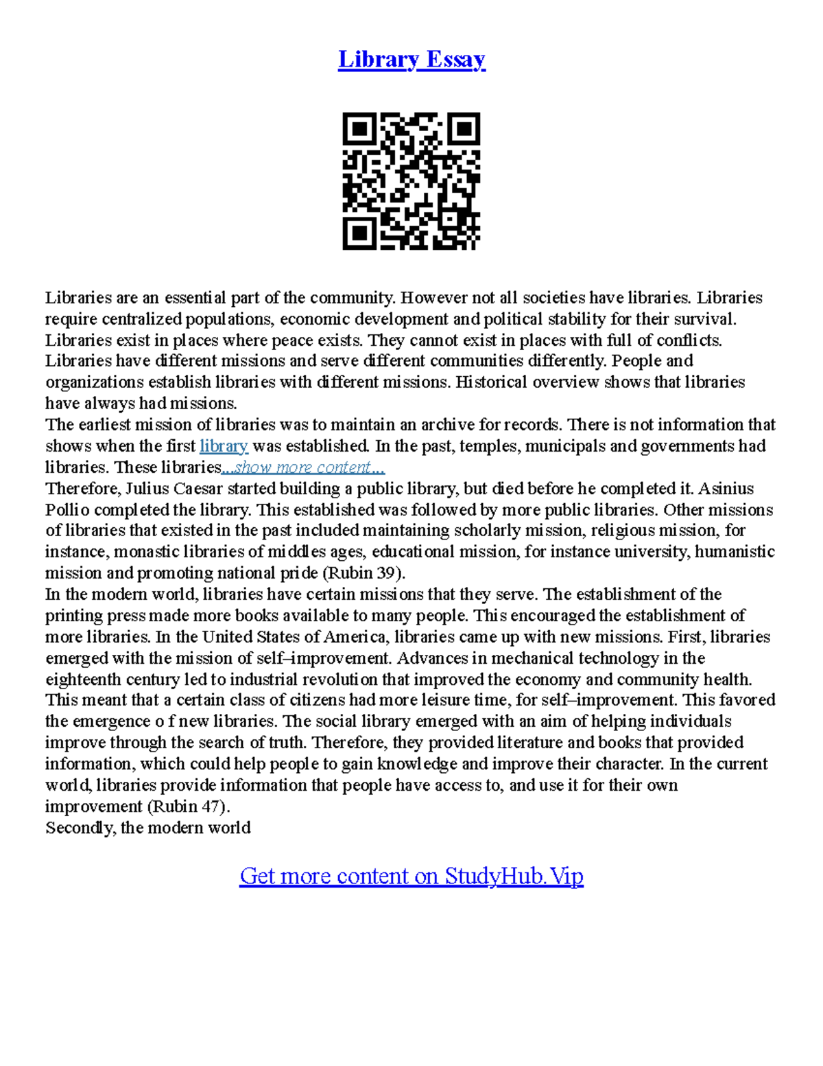 Library Essay Writing - Library Essay Libraries are an essential part ...