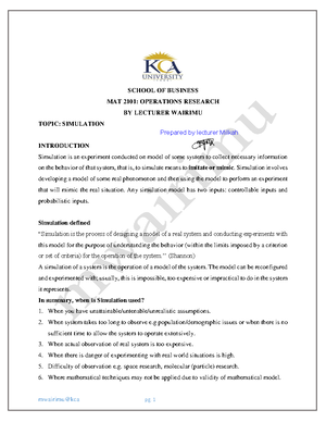 MAT 1201- Introduction TO Operations Reaserch- Milkah - SCHOOL OF ...