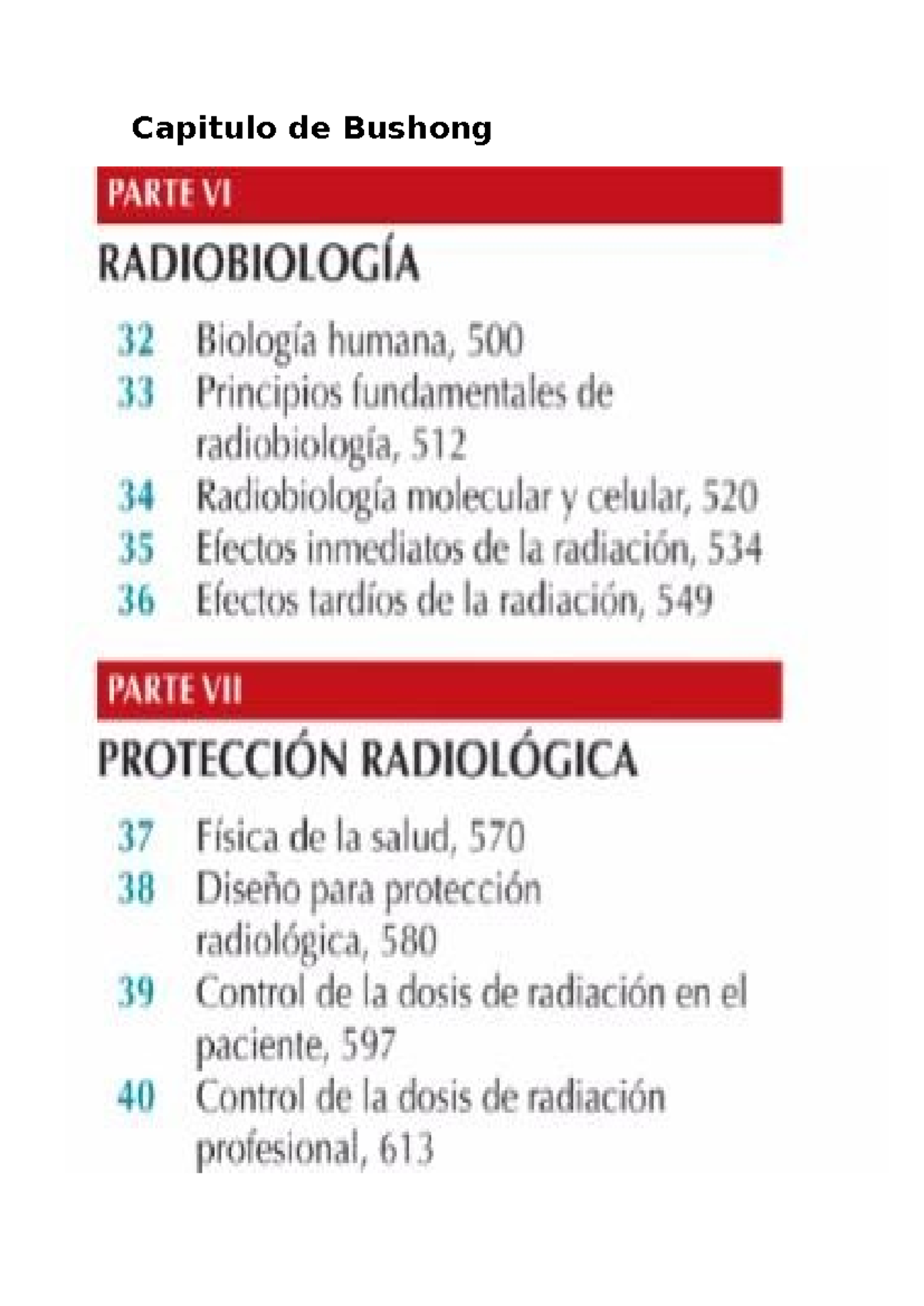 Bushong 33-40 - Estudio previo - Capitulo de Bushong PARTE VI ...