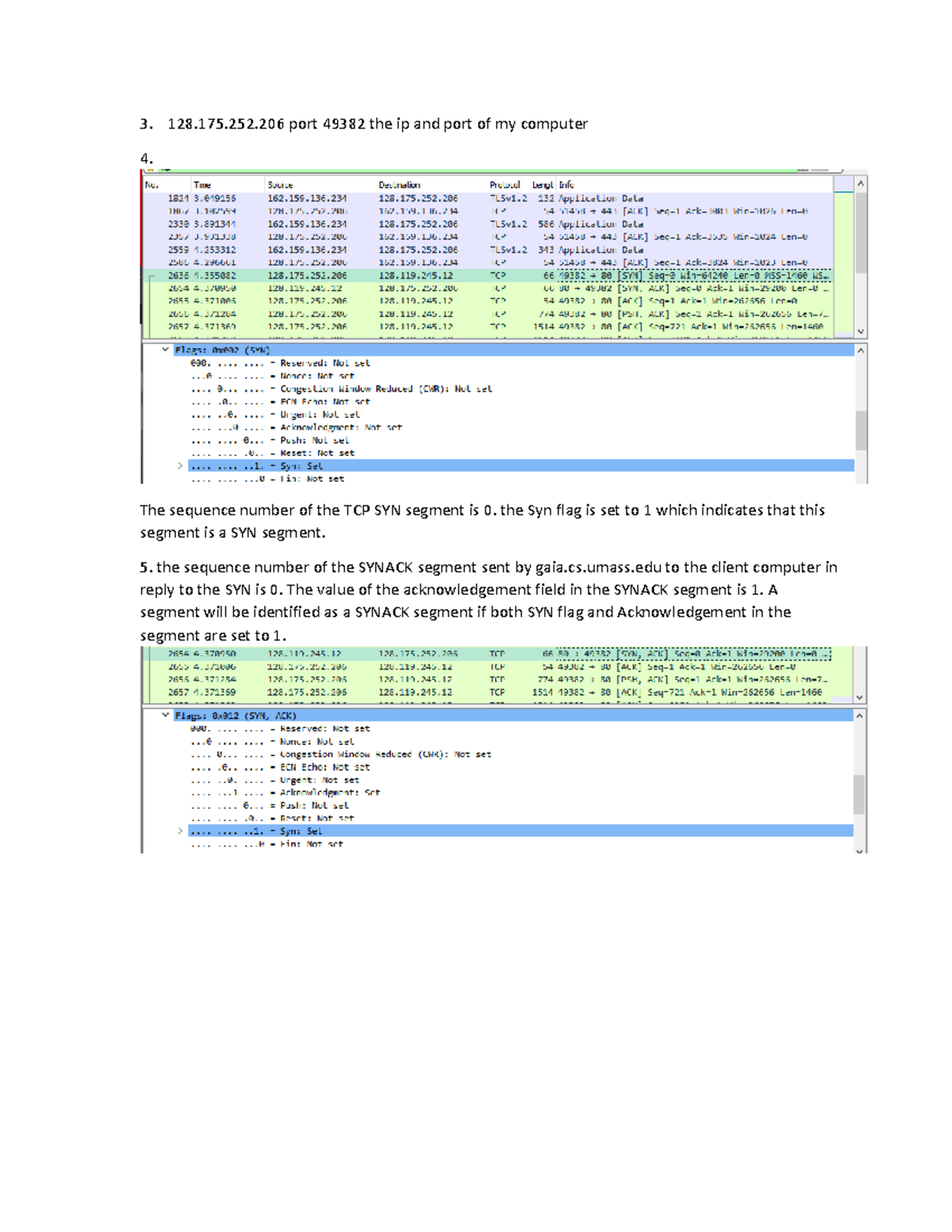 Lab 5 tcp - Cisc 450 tcp lab - 128.175.252 port 49382 the ip and port of my computer The ...