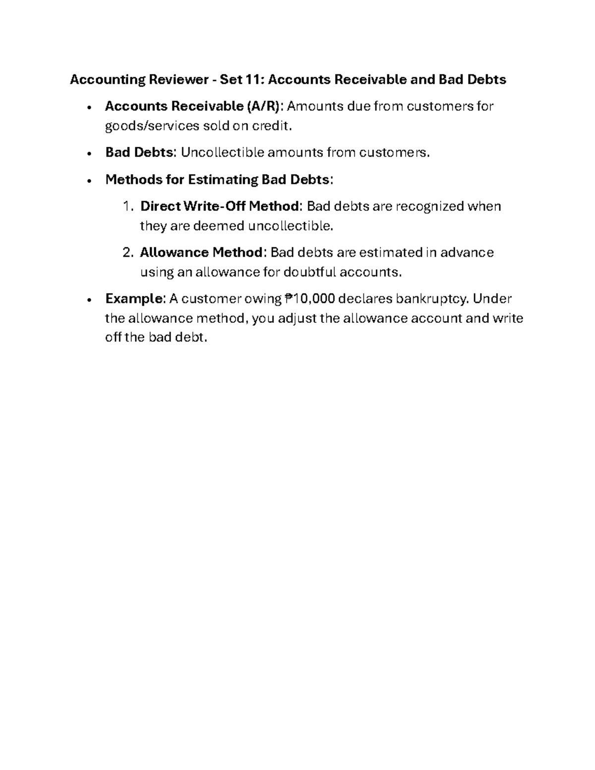 Accounting Reviewer Set 11 - Accounting Reviewer - Set 11: Accounts ...