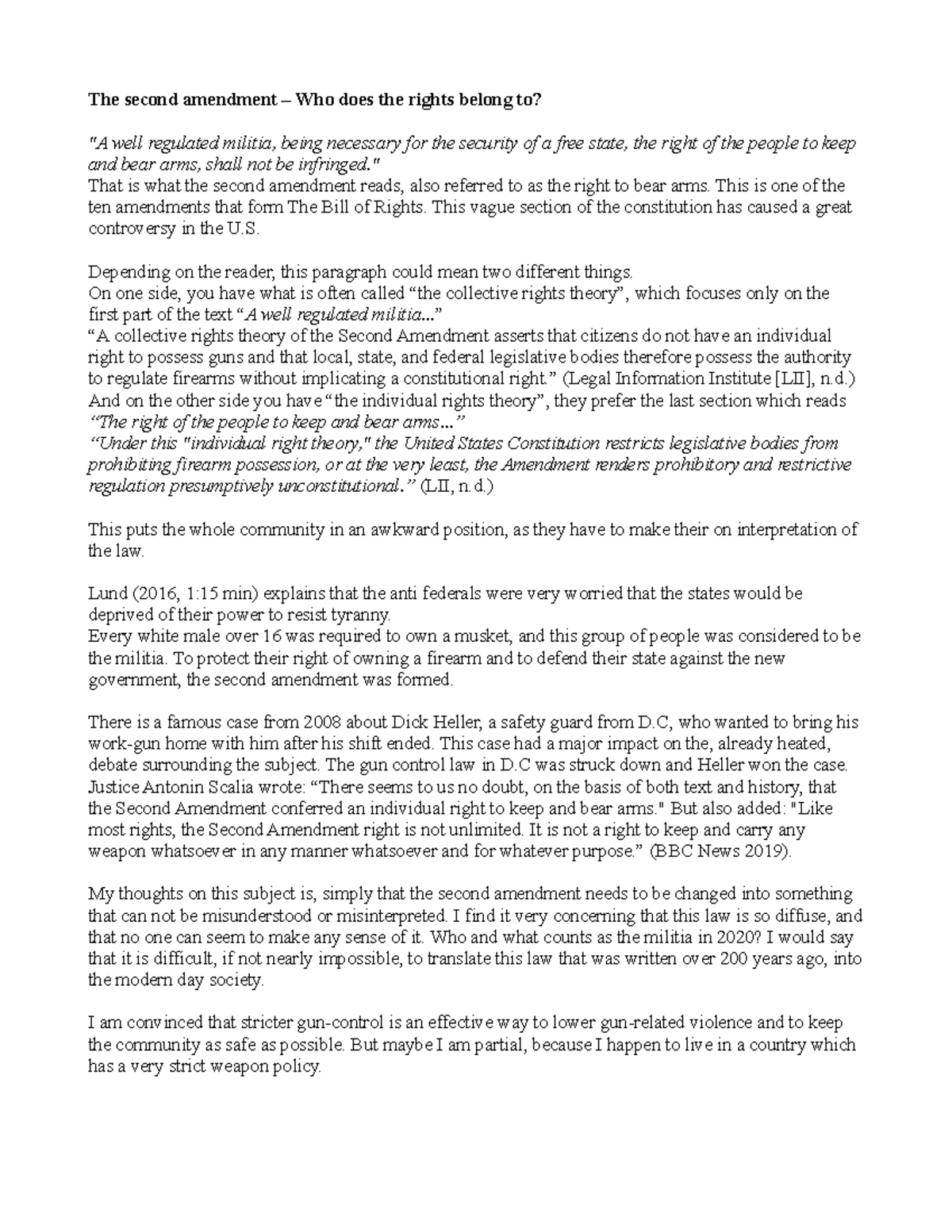 Second Amendment - The second amendment – Who does the rights belong to ...