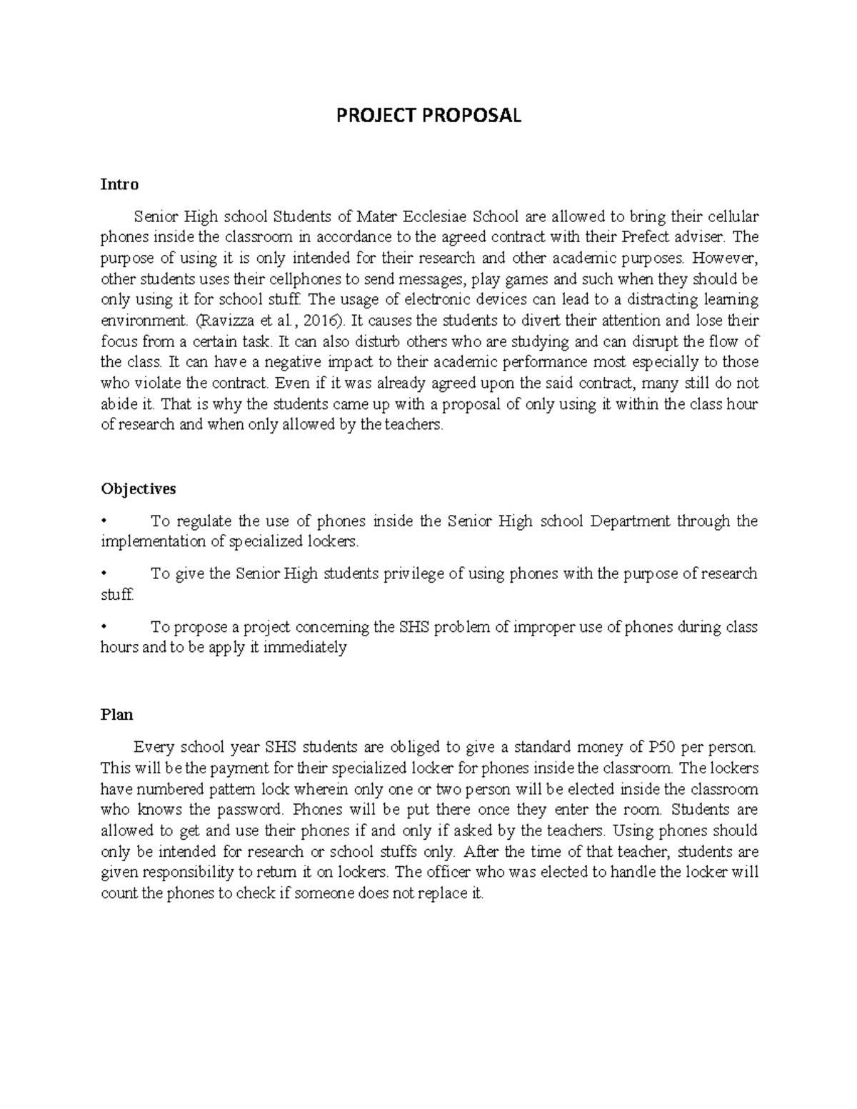 Project Proposal Wpspdfconvert - PROJECT PROPOSAL Intro Senior High ...