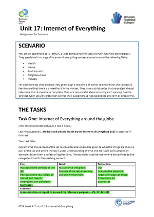 Unit 17 Internet of Everything - Unit 17 Internet of Everything H/507 ...