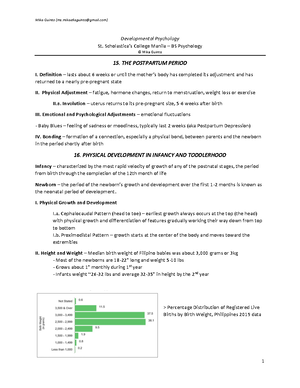 (DEV PSYCH) Prenatal Development to Birth Process - Developmental ...