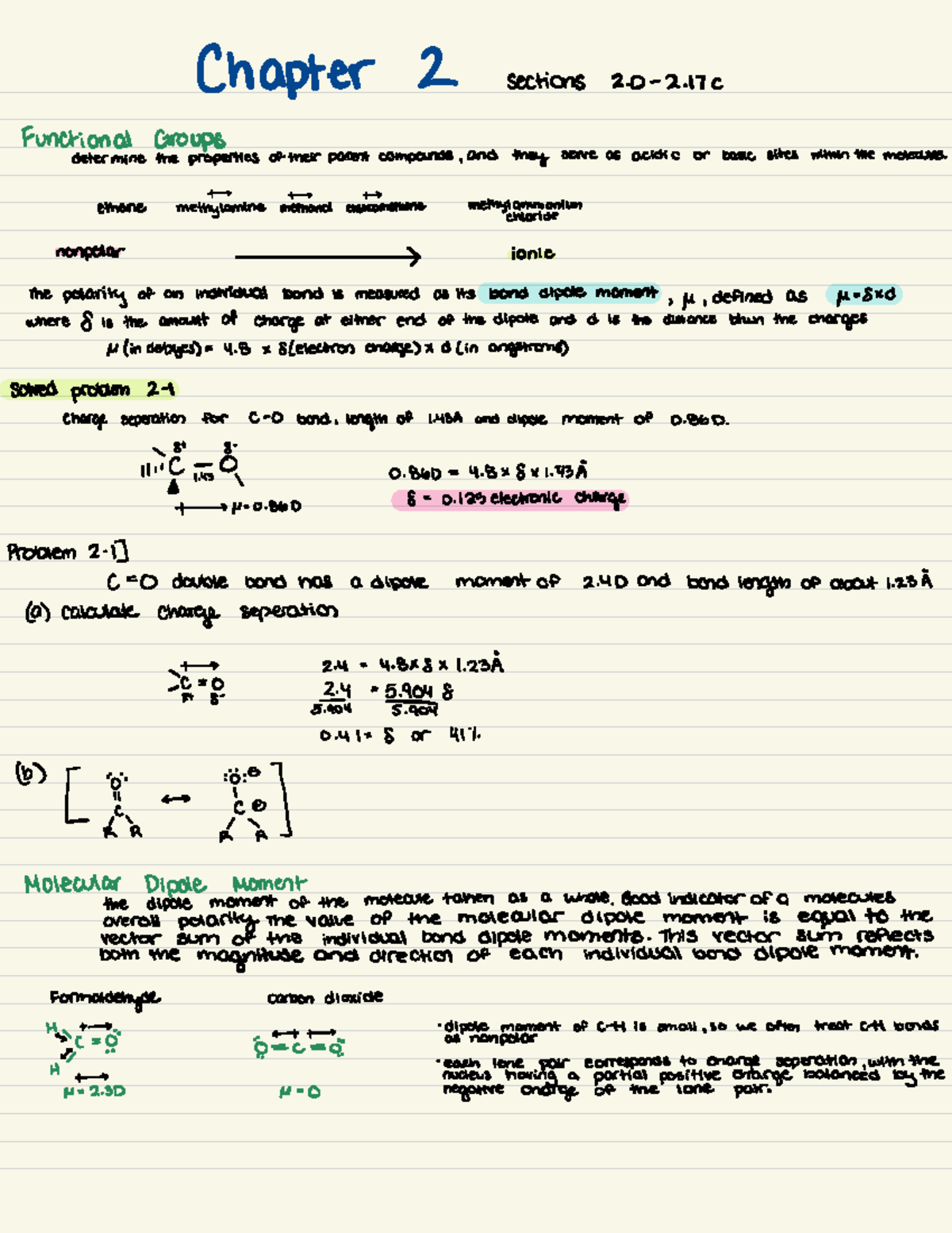 Chapter 2 - Chapter 2 sections 2.0.2 Functional Groups determine the ...