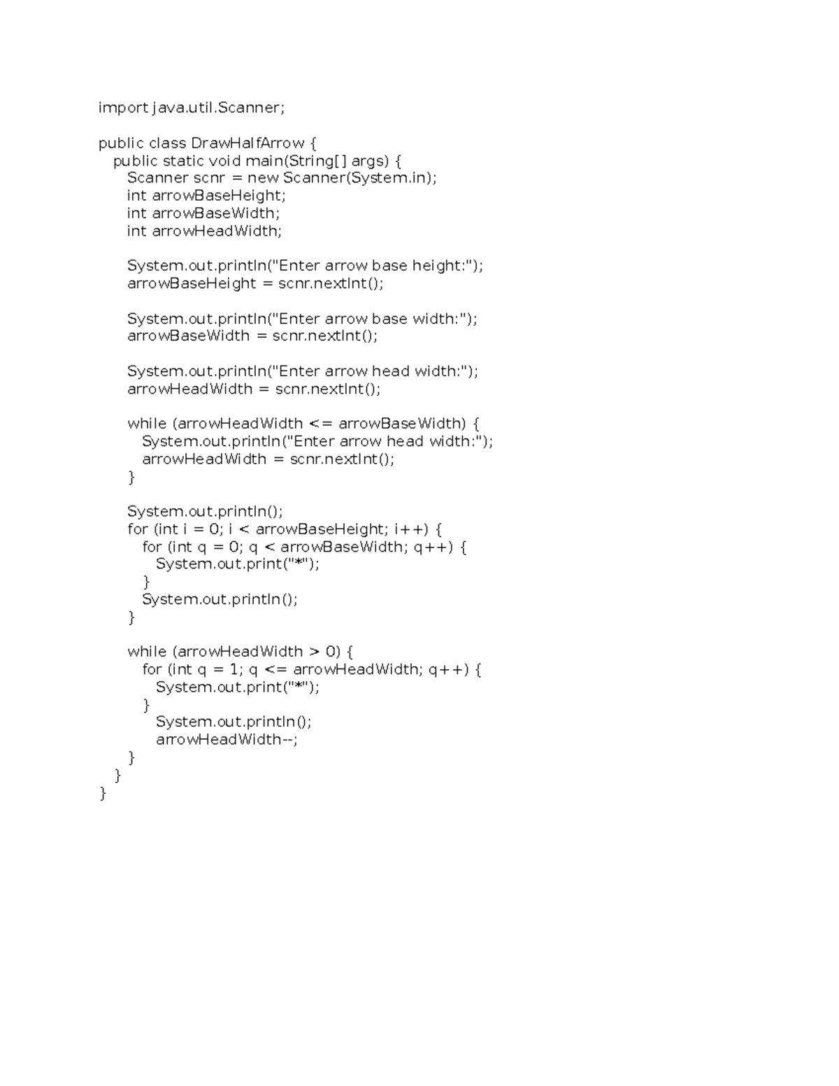 IT 145 ZyBooks - 3.35 LAB*: Program: Drawing a half arrow - import java.util; public class - Studocu