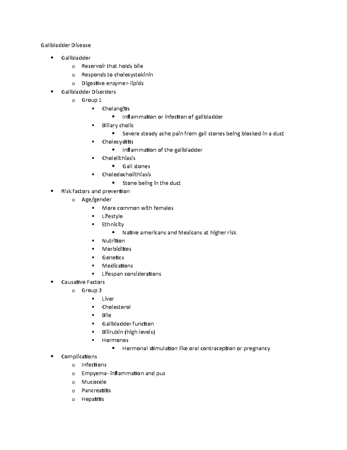Gallbladder Disease - Studocu