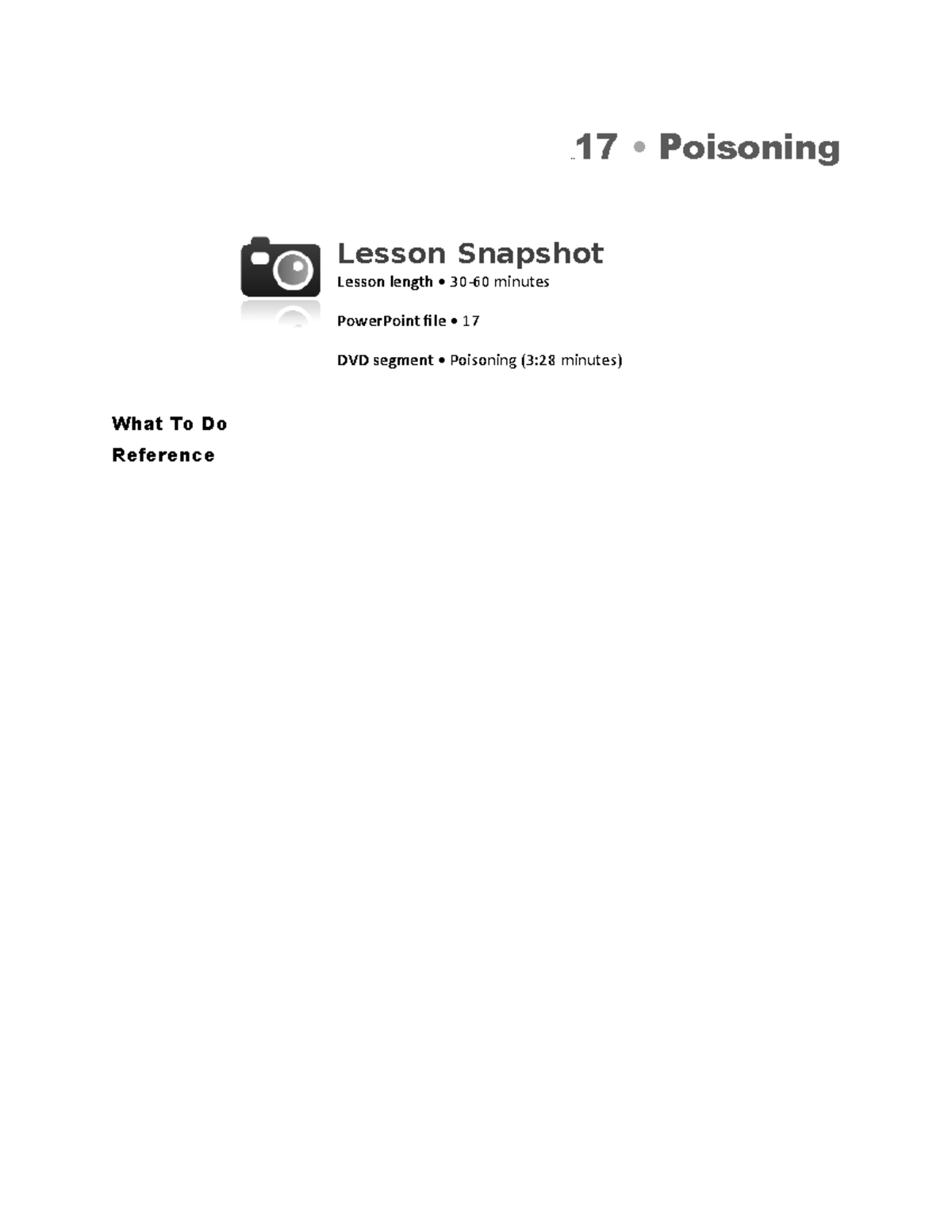 Notes chapter 17 - December course Dr. Dean - 3B 17 • Poisoning Lesson ...