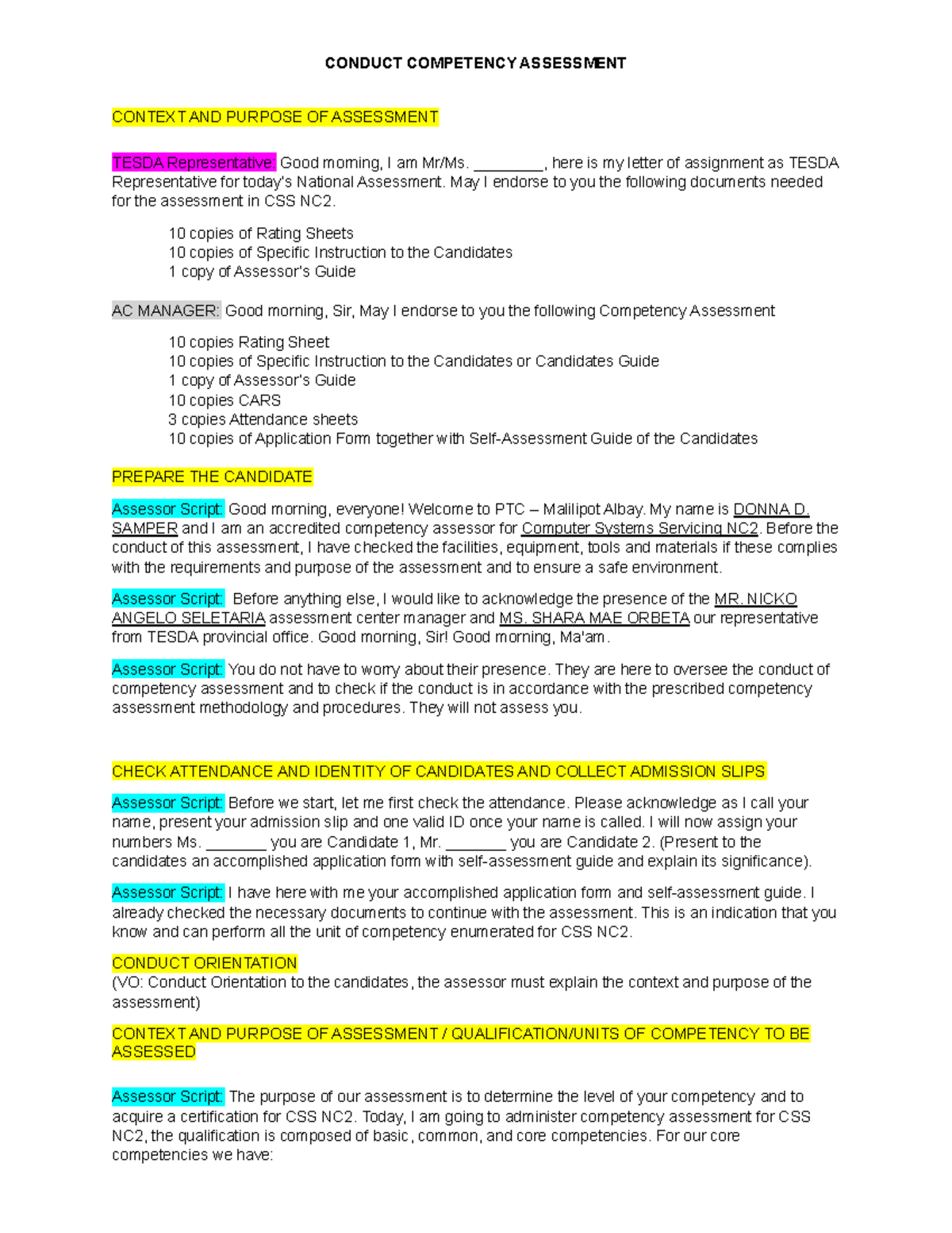 Transcript-2 - Can be use for demonstration in CSS NC2. - CONDUCT ...