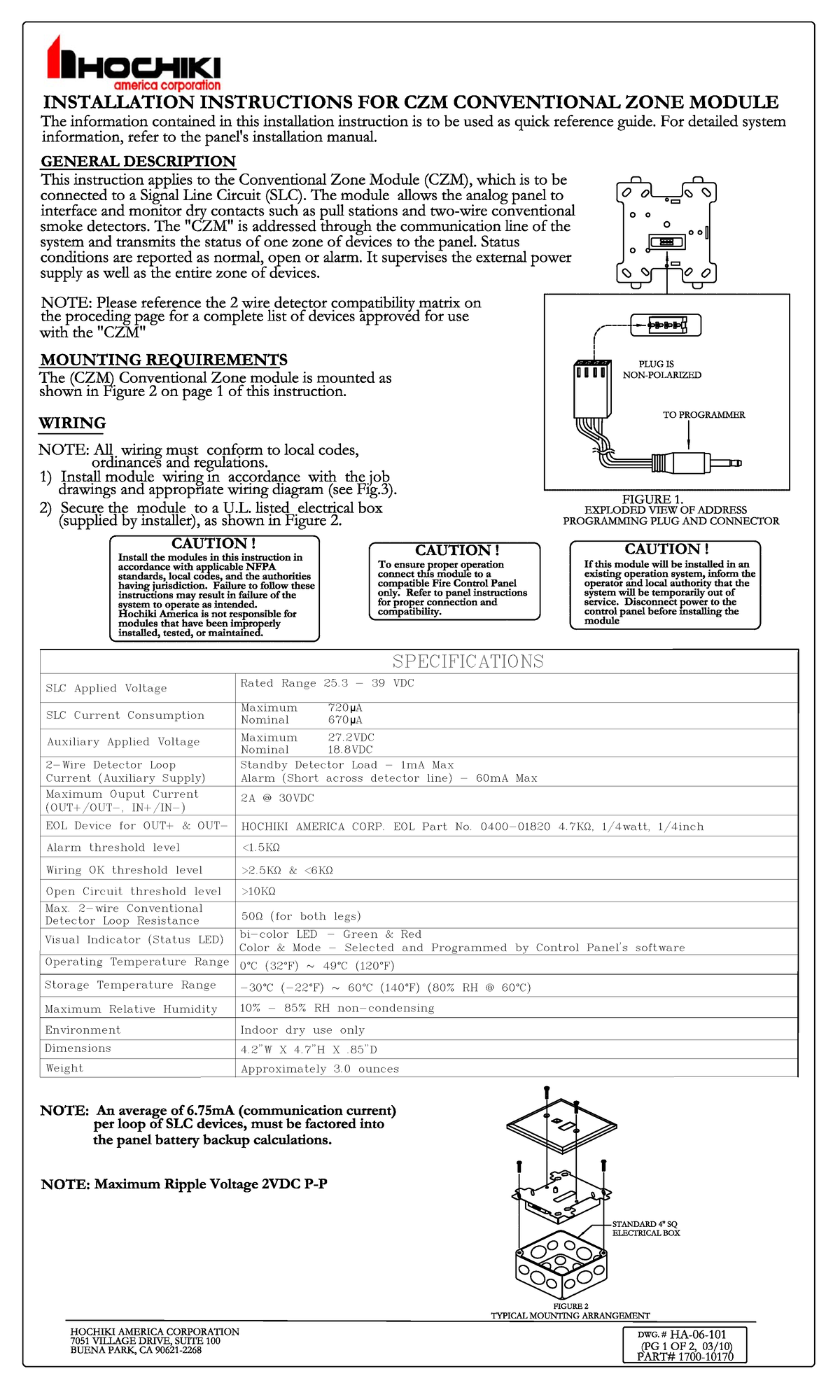CZM Instructions - manual deteccion marca hochiki procesos industriales ...