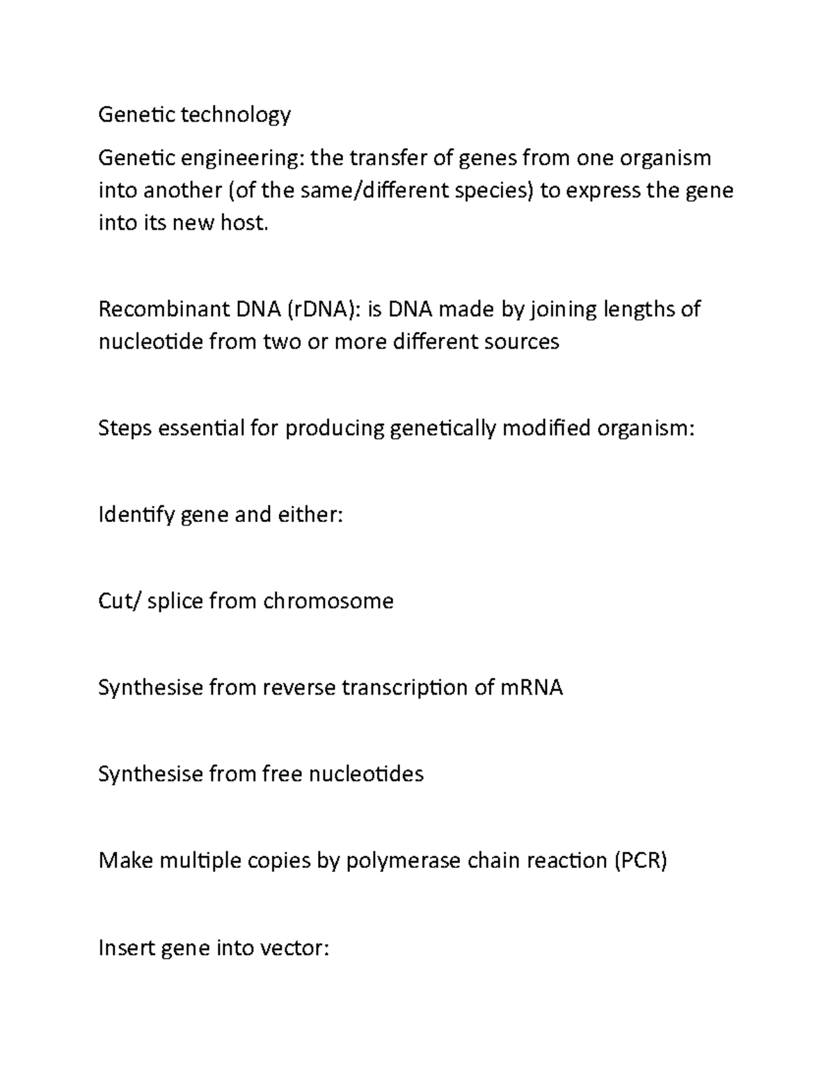 Genetic technology - Genetic technology Genetic engineering: the ...