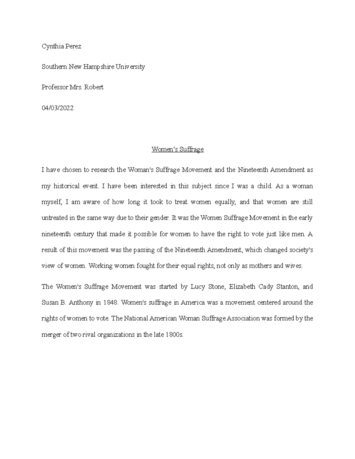 5-3 Historical Analysis Essay Progress Check 1 - Cynthia Perez Southern ...