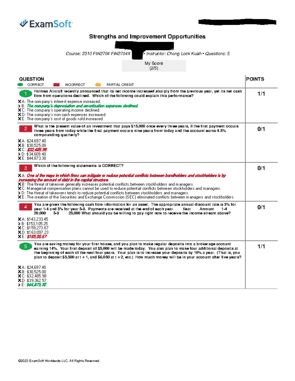 Tutorial answersp - Strengths and Improvement Opportunities TG06 Quiz 1 ...