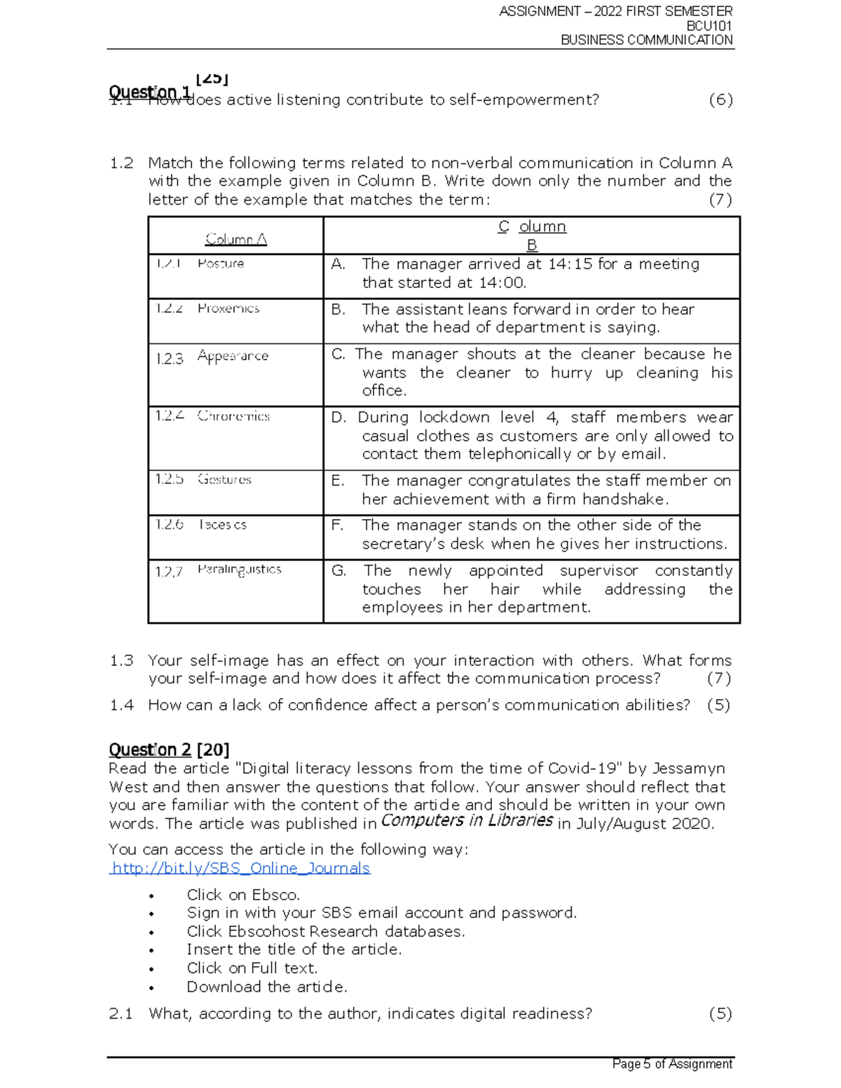 Businee Com assignment - 1 How does active listening contribute to self ...