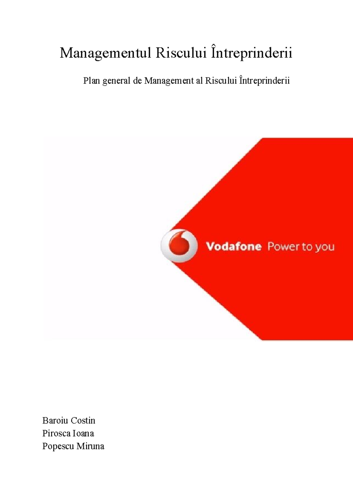 Plan general de Management al Riscului I - Managementul Riscului ...