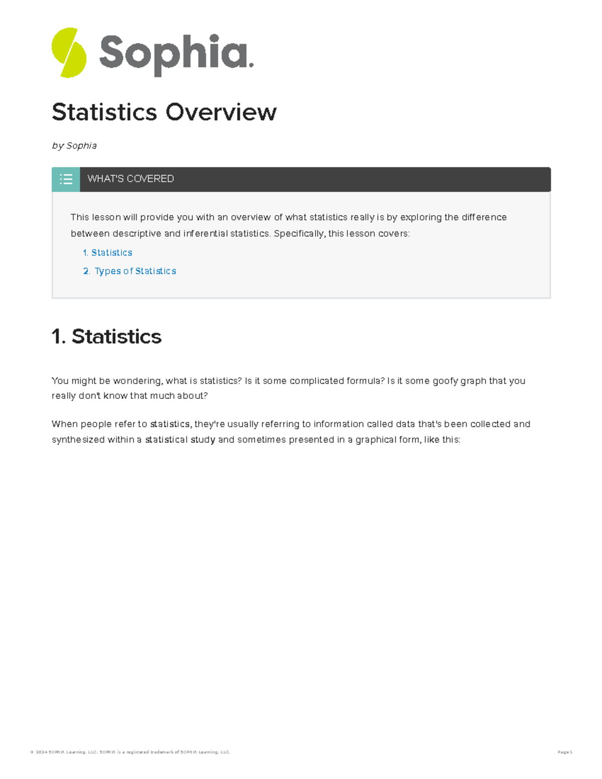 Statistics-overview-3 - Statistics Overview by Sophia This lesson will ...