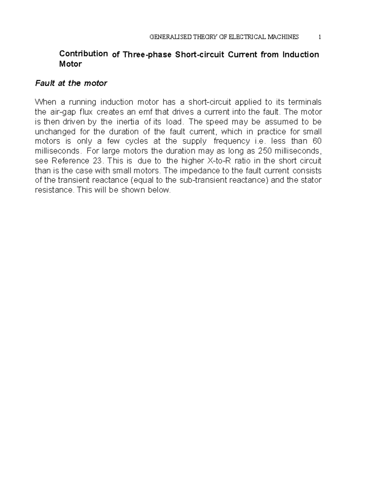Contribution of Three - When a running induction motor has a short ...