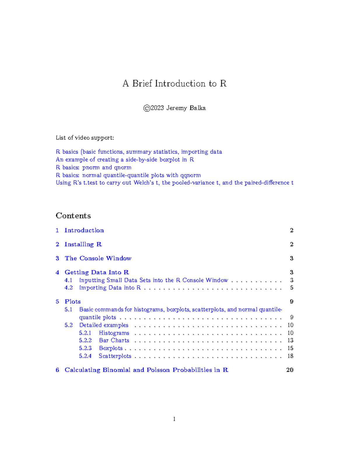 2040 W23 R Intro - stats - A Brief Introduction to R ©2023 Jeremy Balka ...