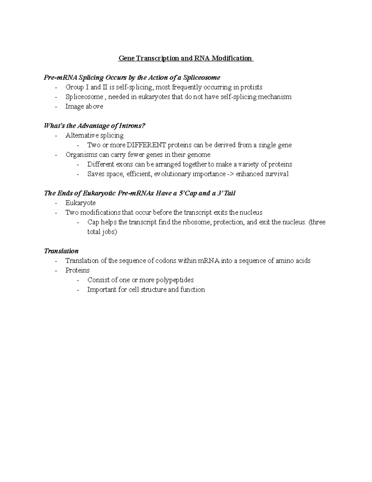 BIO - Gene Transcription - Gene Transcription and RNA Modification Pre ...