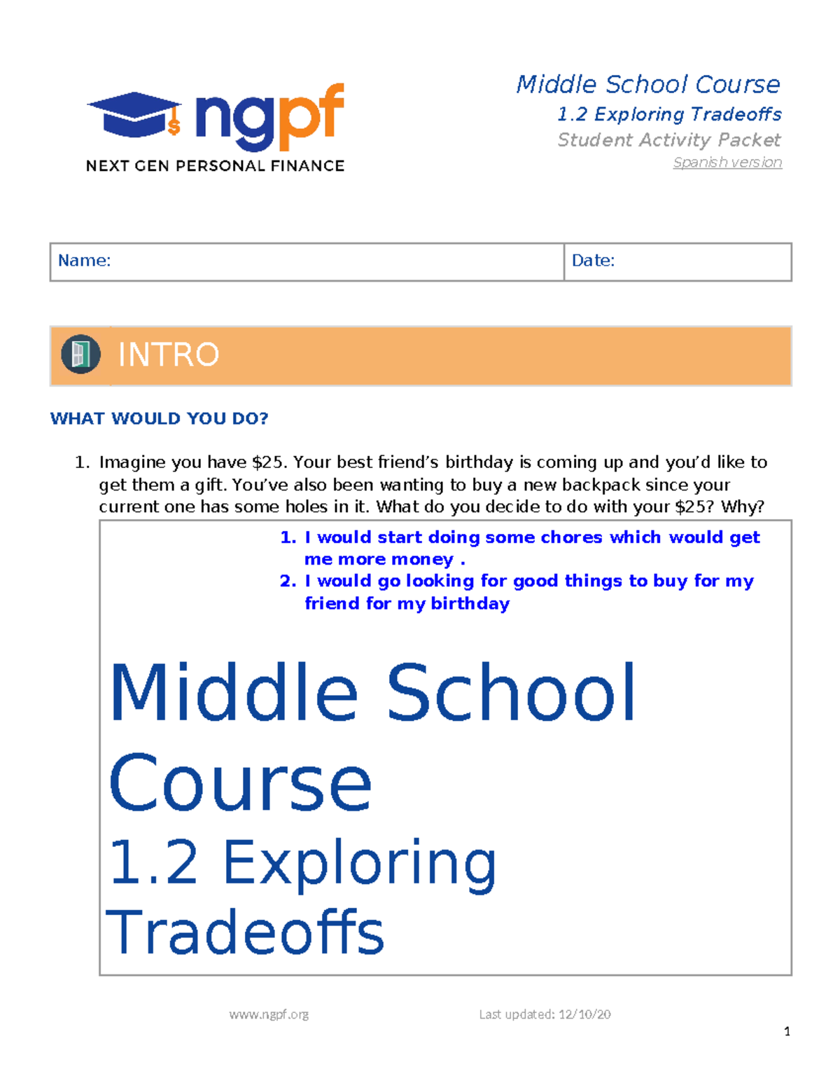SAP+1 - dasf - Middle School Course ####### 1 Exploring Tradeoffs ...
