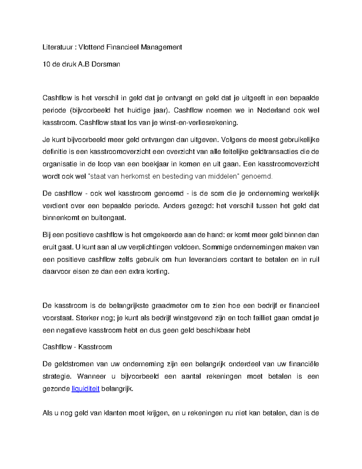 Kasstroom Overzicht Unasat v2 - Literatuur : Vlottend Financieel ...