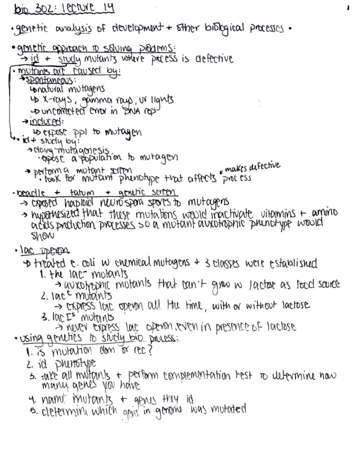 BIOL 302: Lecture 19 Notes - bio 302: Lecture 19 genetic analysis of ...