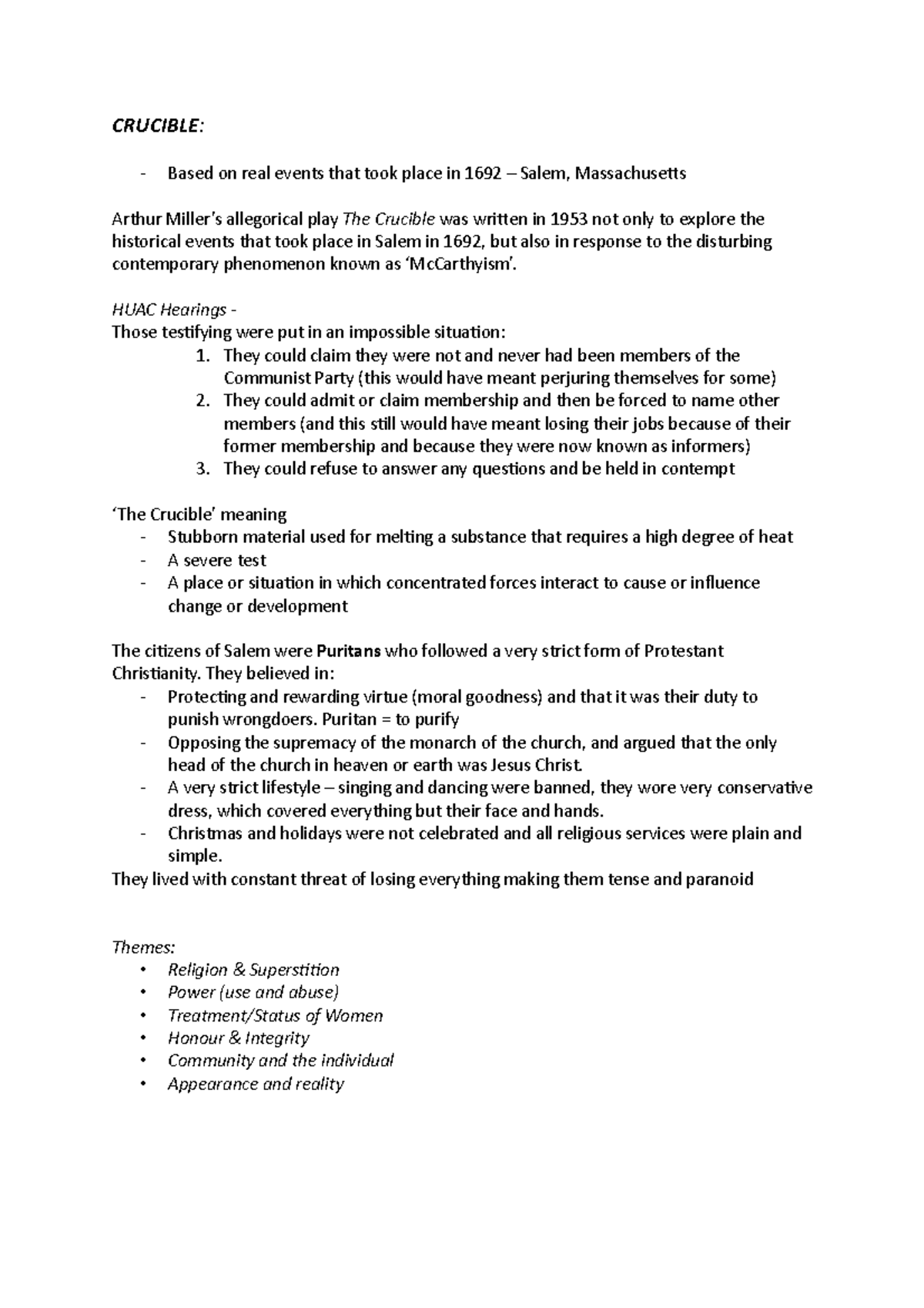 Crucible background notes - CRUCIBLE: Based on real events that took ...