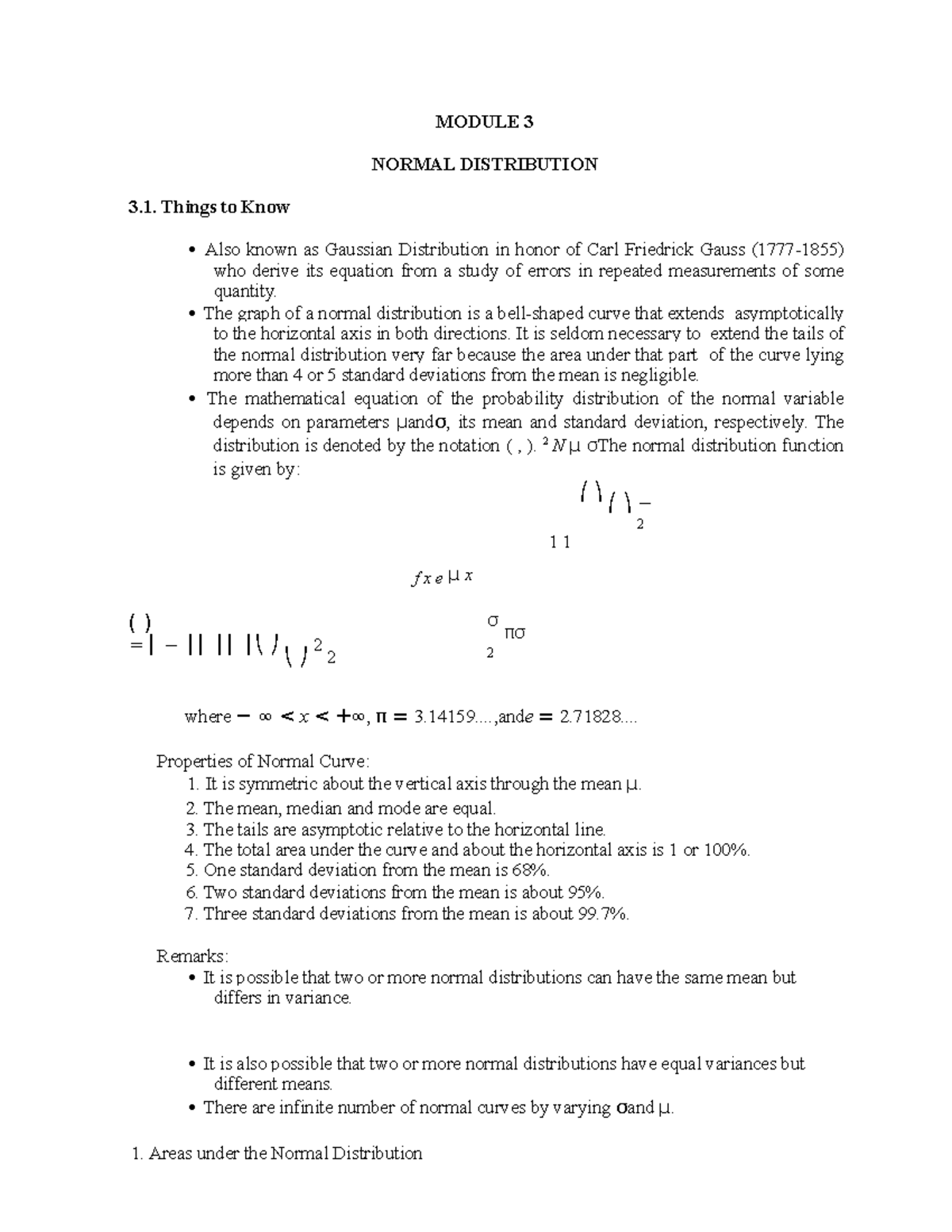 Module 3 Normal Distribution MODULE 3 NORMAL DISTRIBUTION 3 Things module-3-normal-distribution-module-3-normal-distribution-3-things