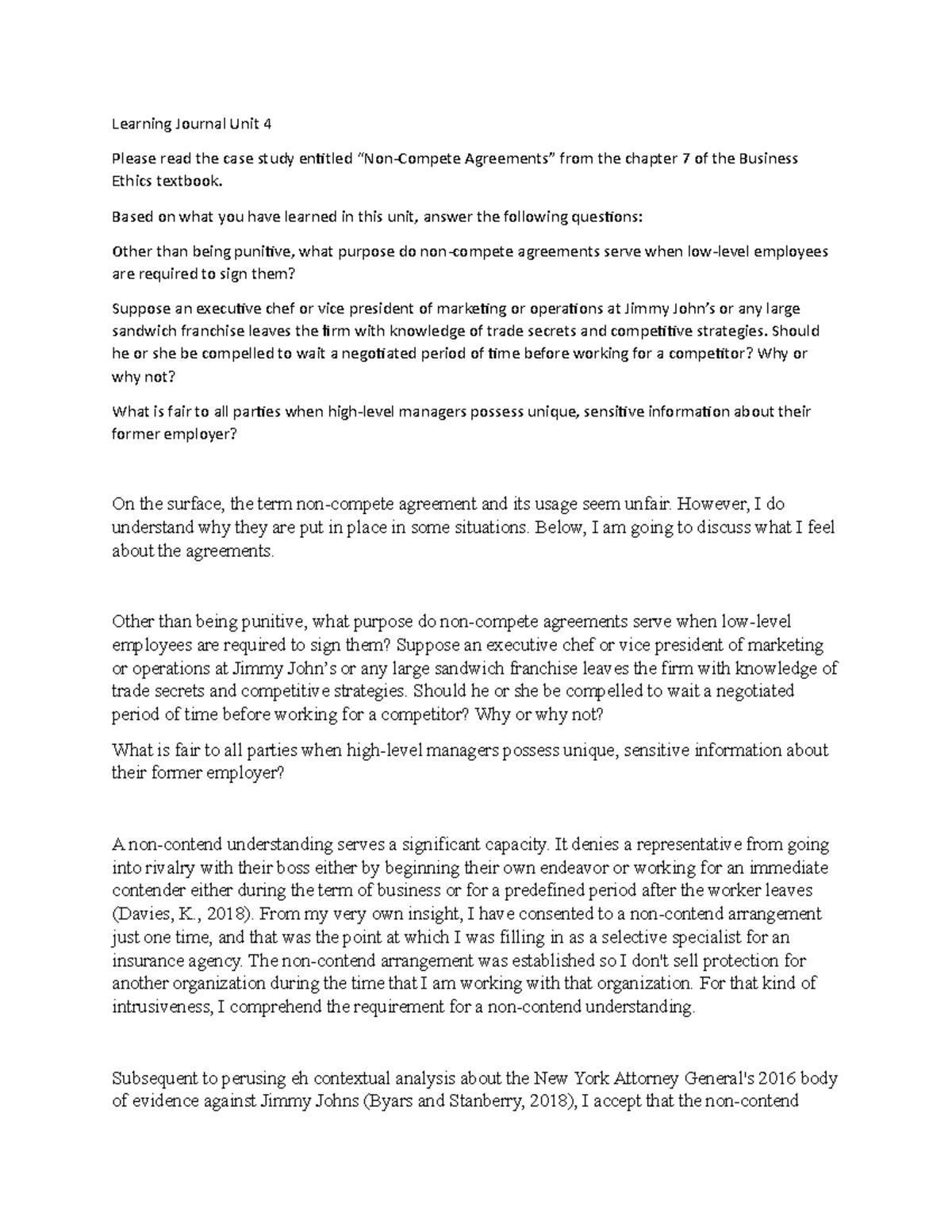 Learning Journal Unit 4 - Based on what you have learned in this unit ...