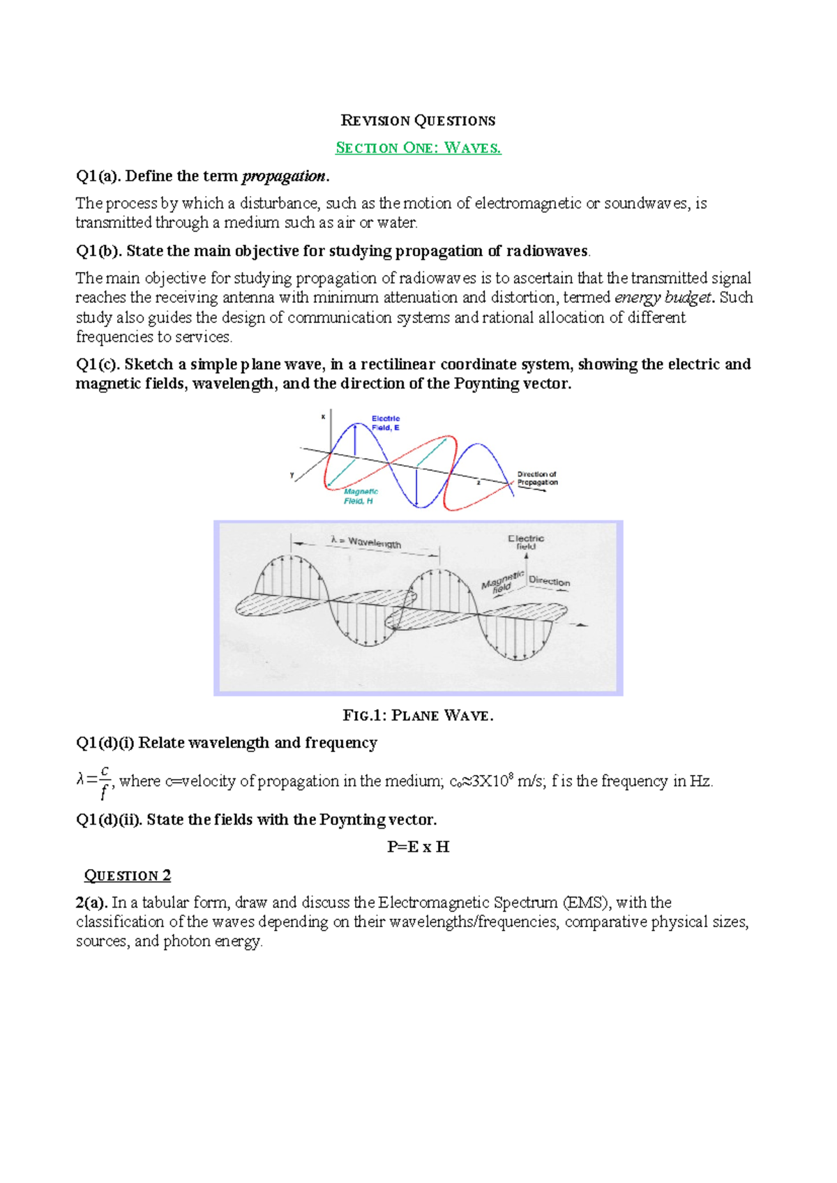 Radiowave Propagation-Revision Questions - REVISION QUESTIONS SECTION ...