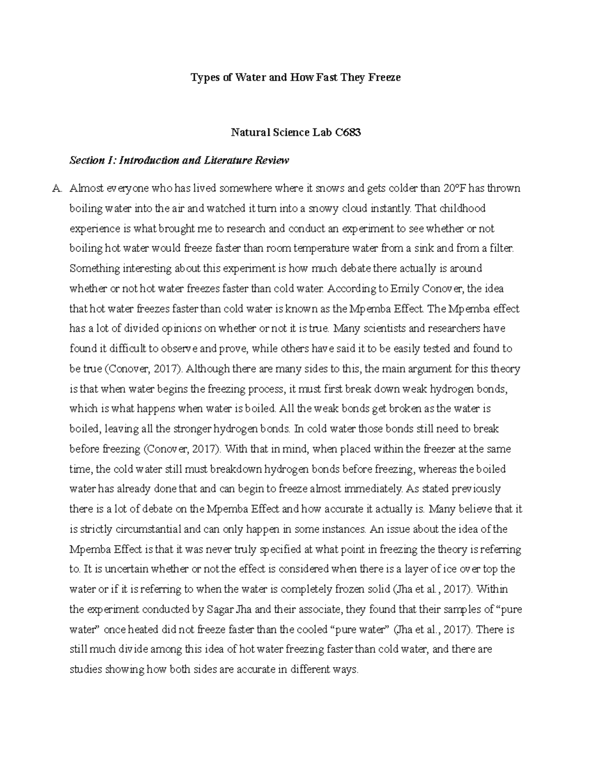 Natural Science Task Experiment- How water freezes - Types of Water and ...